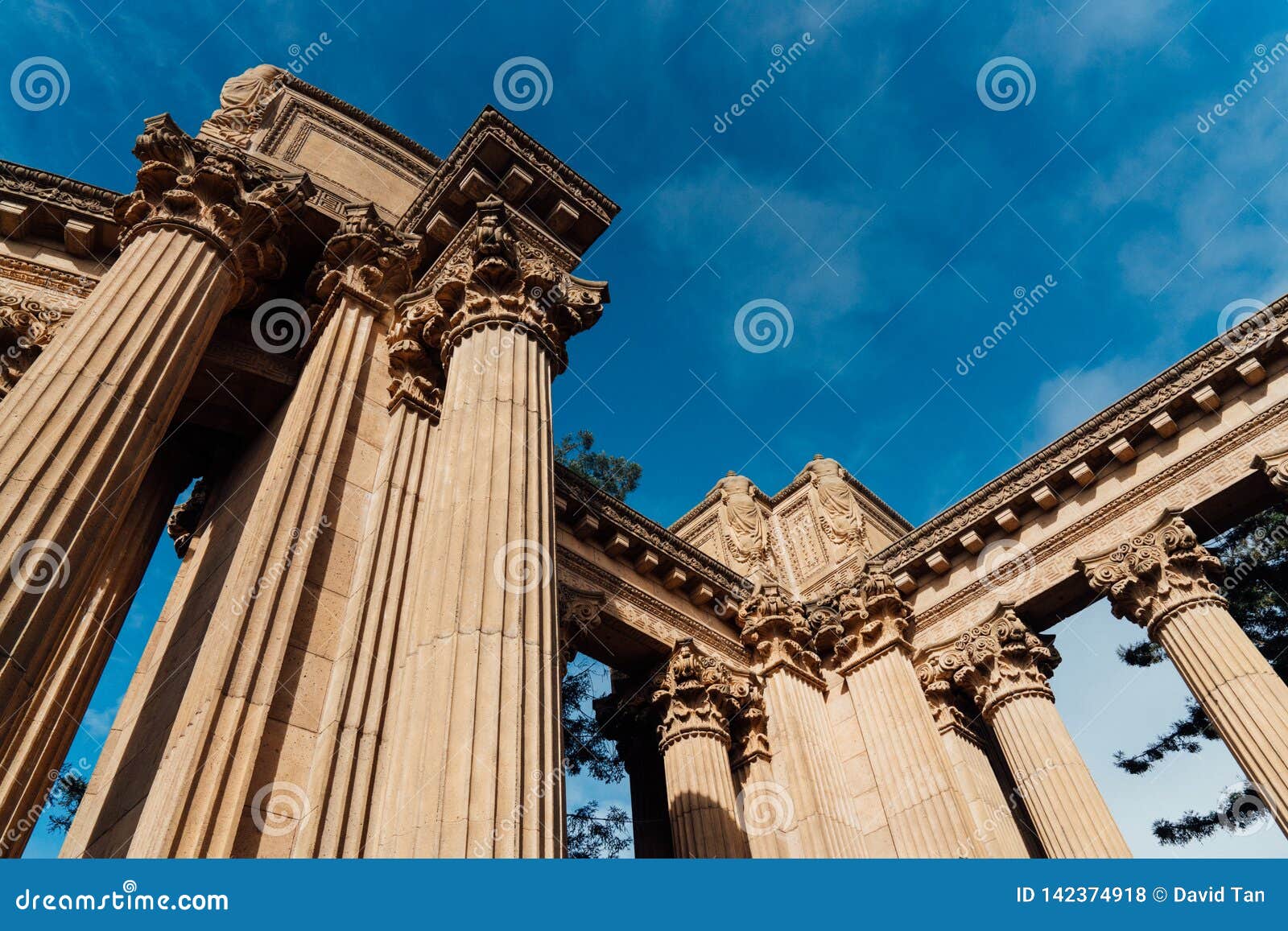 Classic Columns in San Francisco 2 Stock Photo - Image of close, blue ...