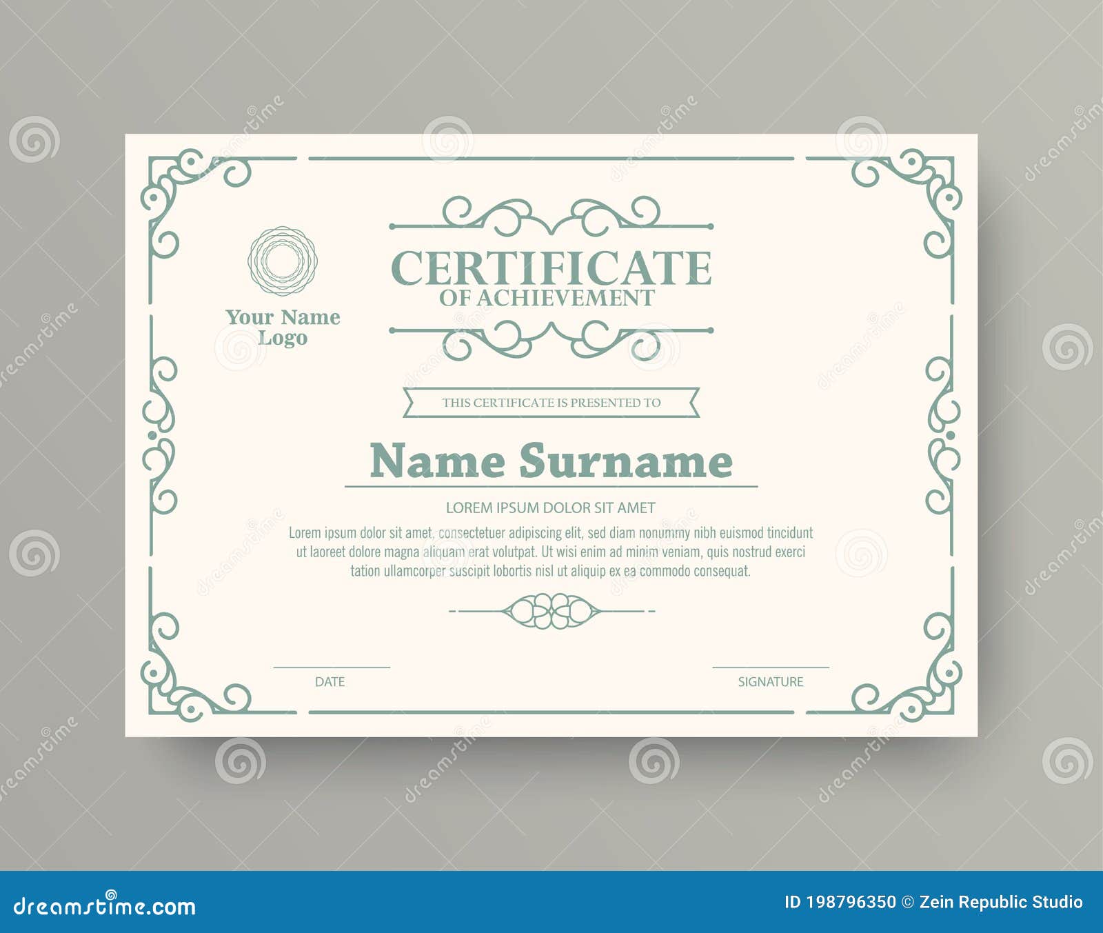 Classic Style Award Certificate with Frame Stock Illustration ...