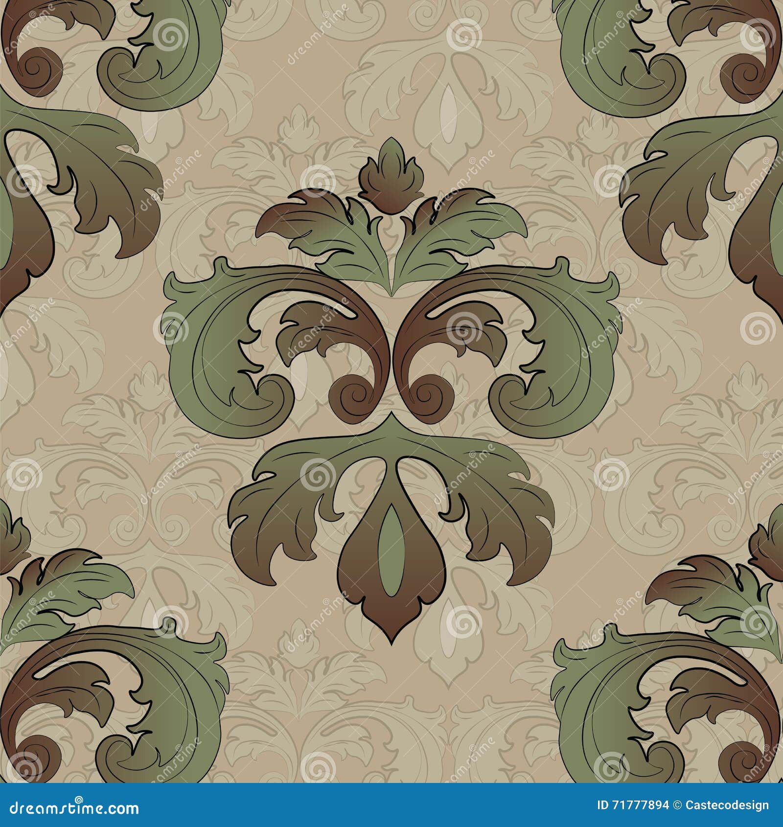 Classic Style Floral Ornament Pattern Stock Vector - Illustration of ...