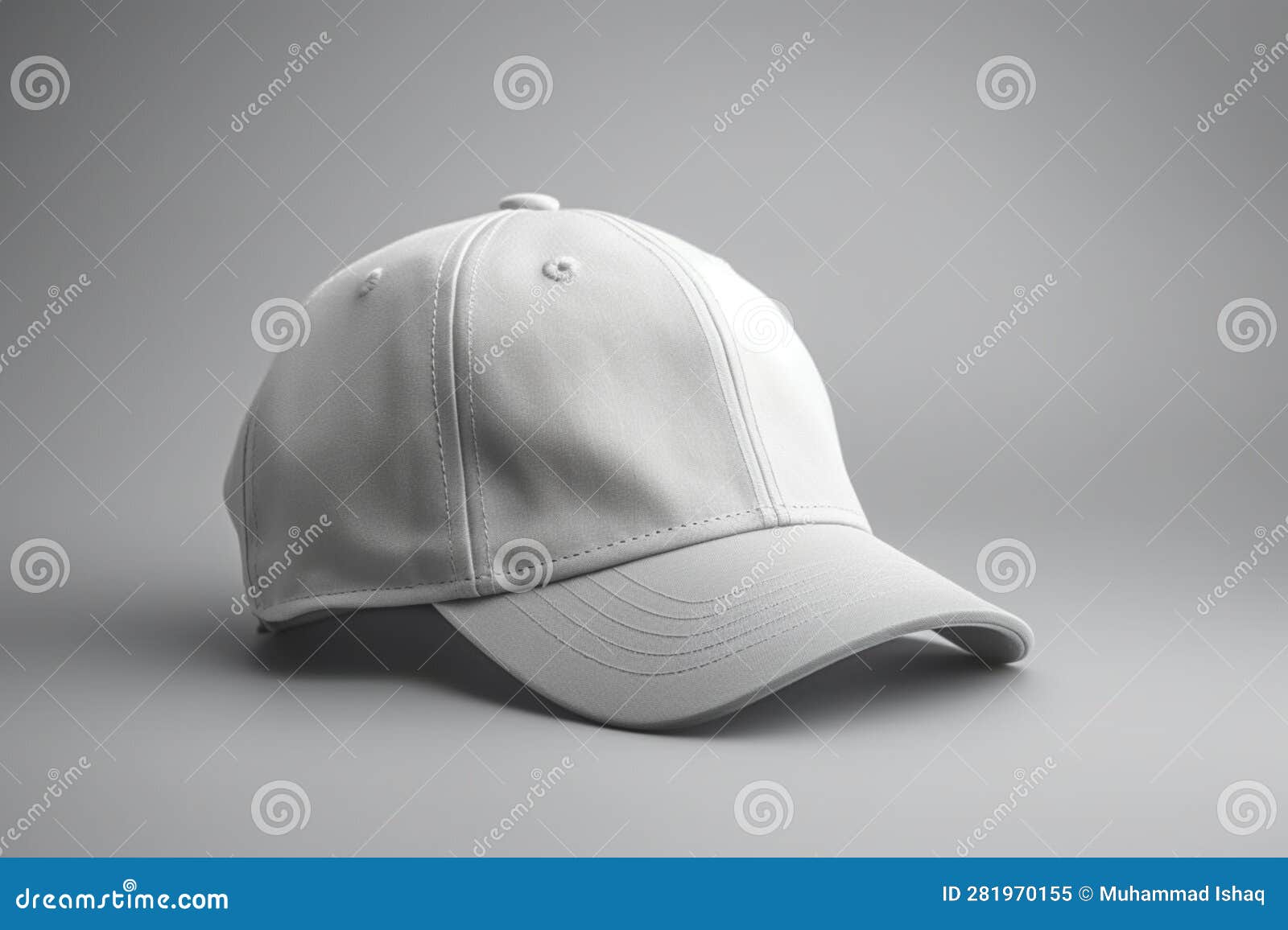Classic Style, Realistic White Cap Mockup with Light Gray Background ...