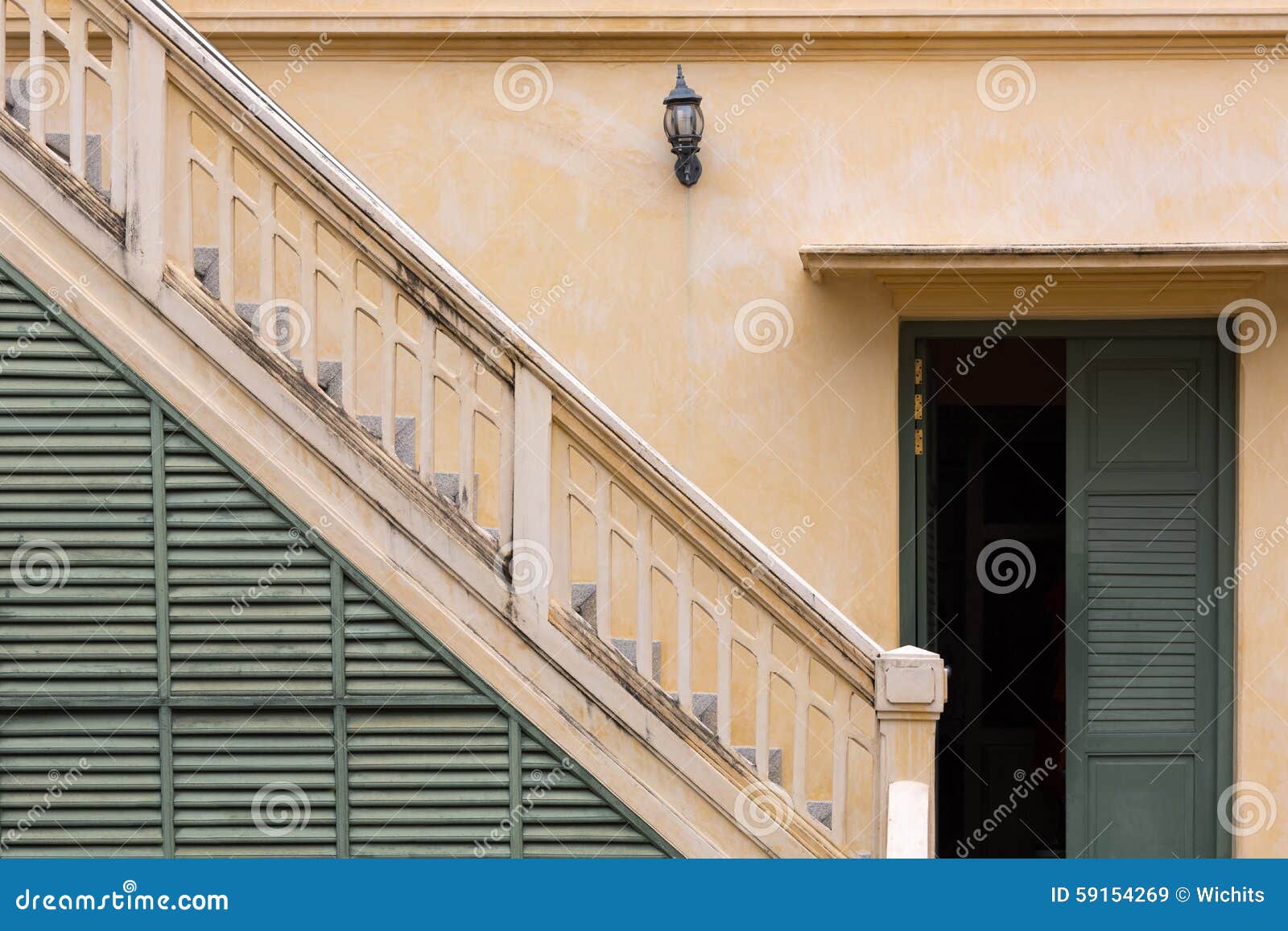 Classic Style of Retro Staircase and Doors. Stock Image - Image of ...