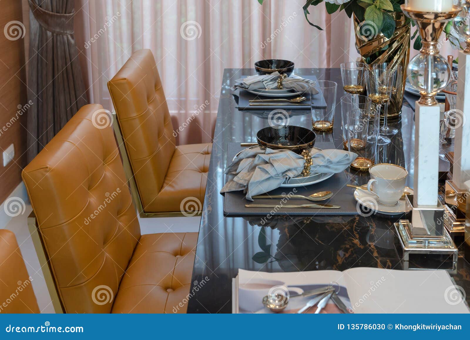 Classic Style Table Set on Dining Table Stock Photo - Image of dinner ...