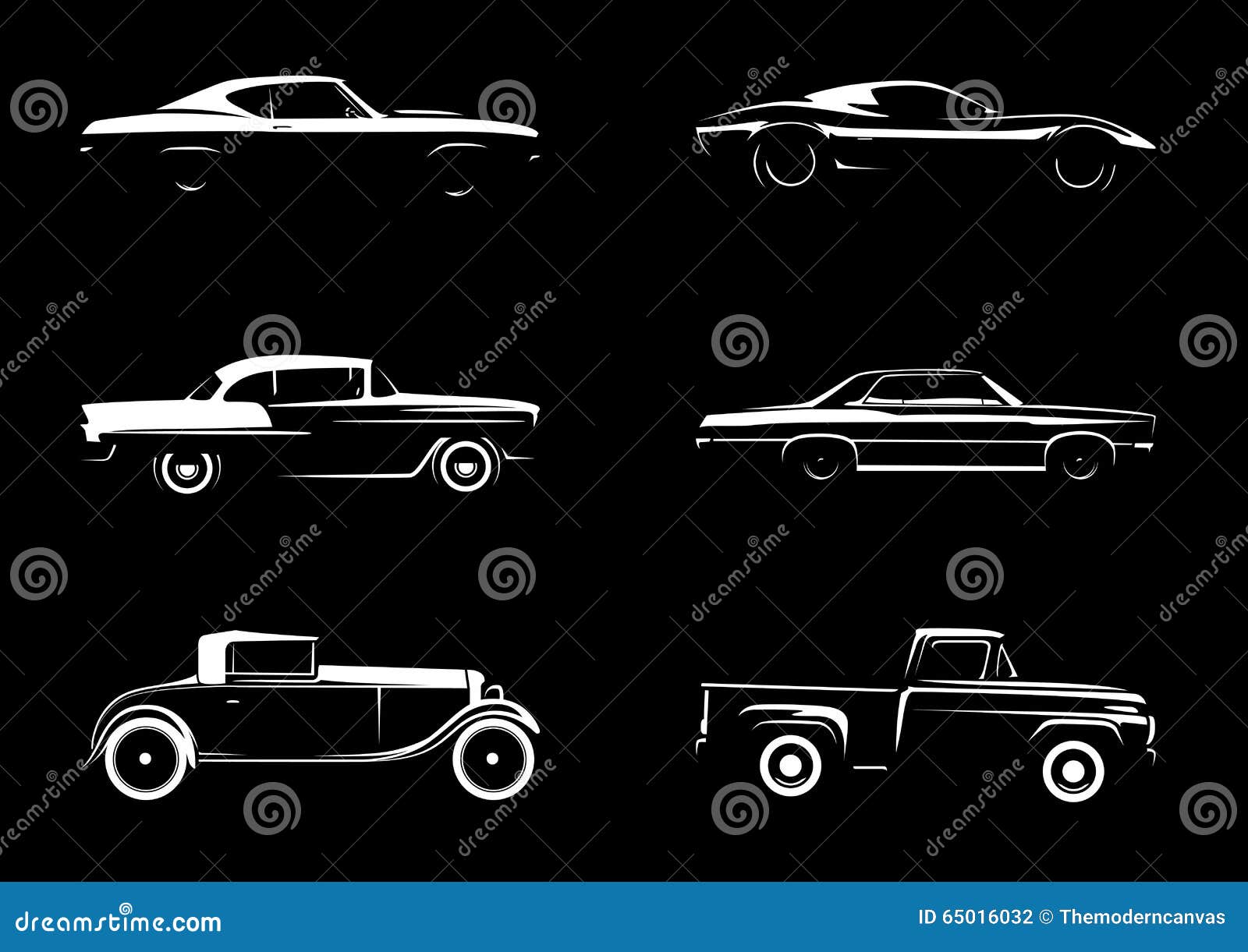 Classic Style Vehicle Silhouettes Collection Set Illustration Stock ...