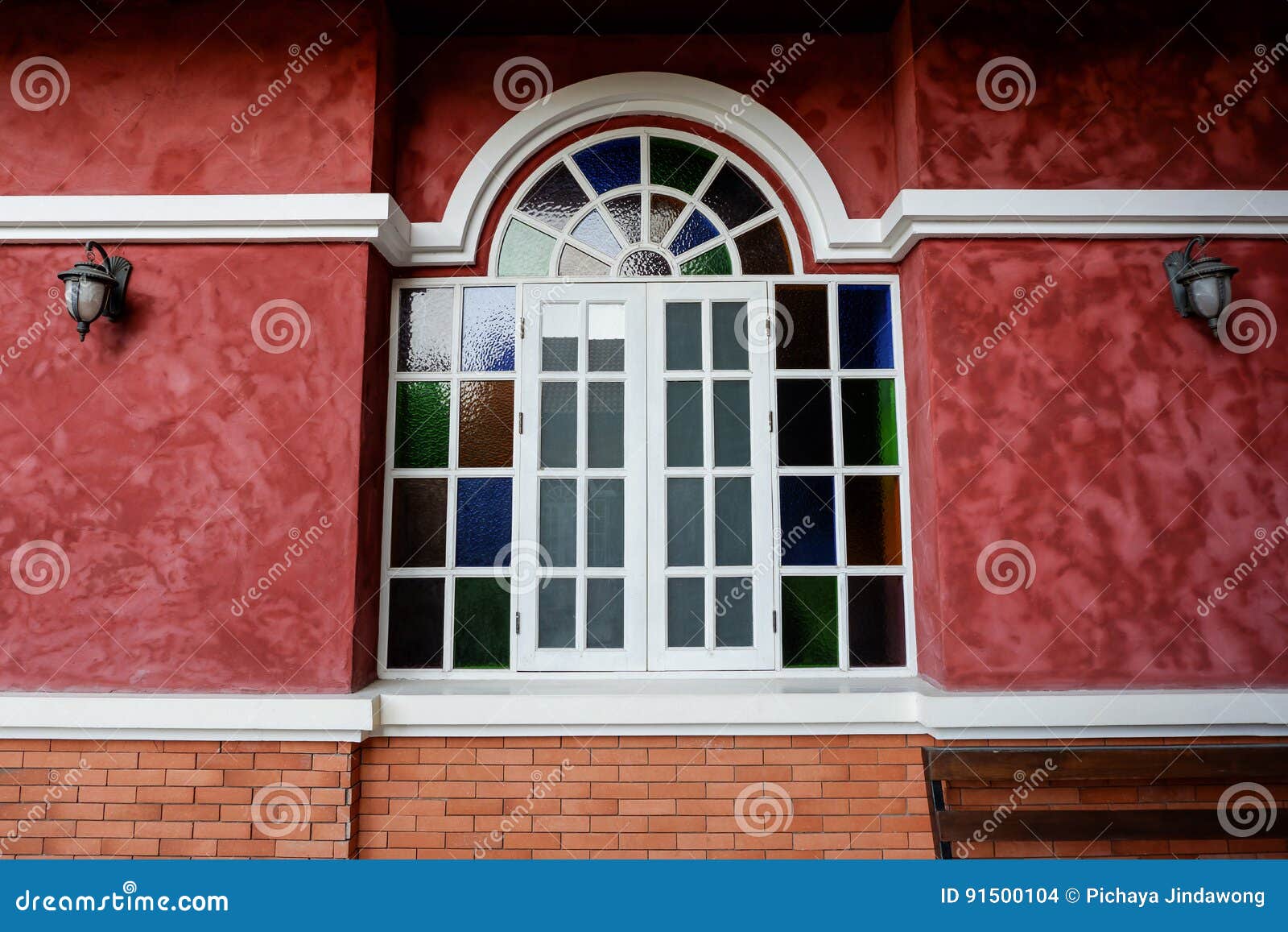 Classic Style Window on Brick Wall Stock Photo - Image of closed ...
