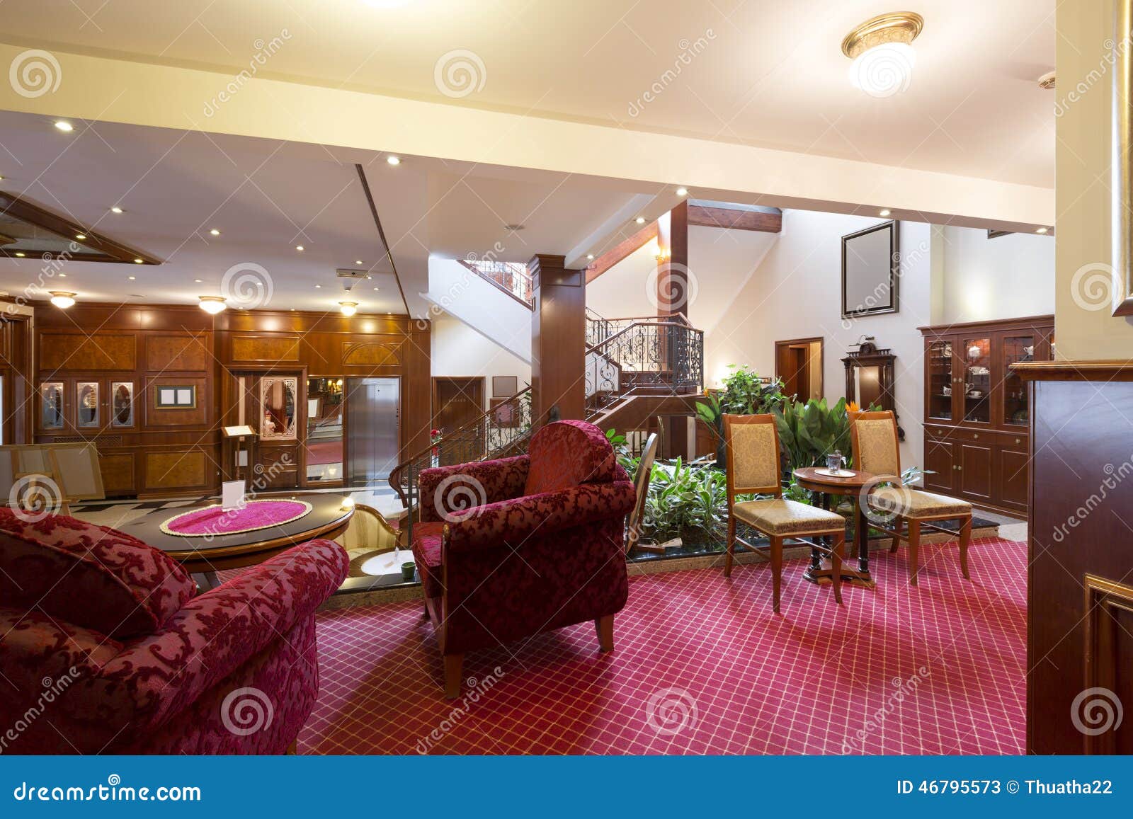 Classic Styled Hotel Lobby Interior Stock Image - Image of conference ...