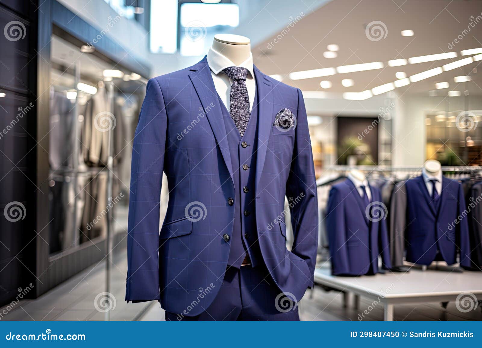 A Classic Suit in Blue Color in a Clothing Store. Generative AI Stock ...