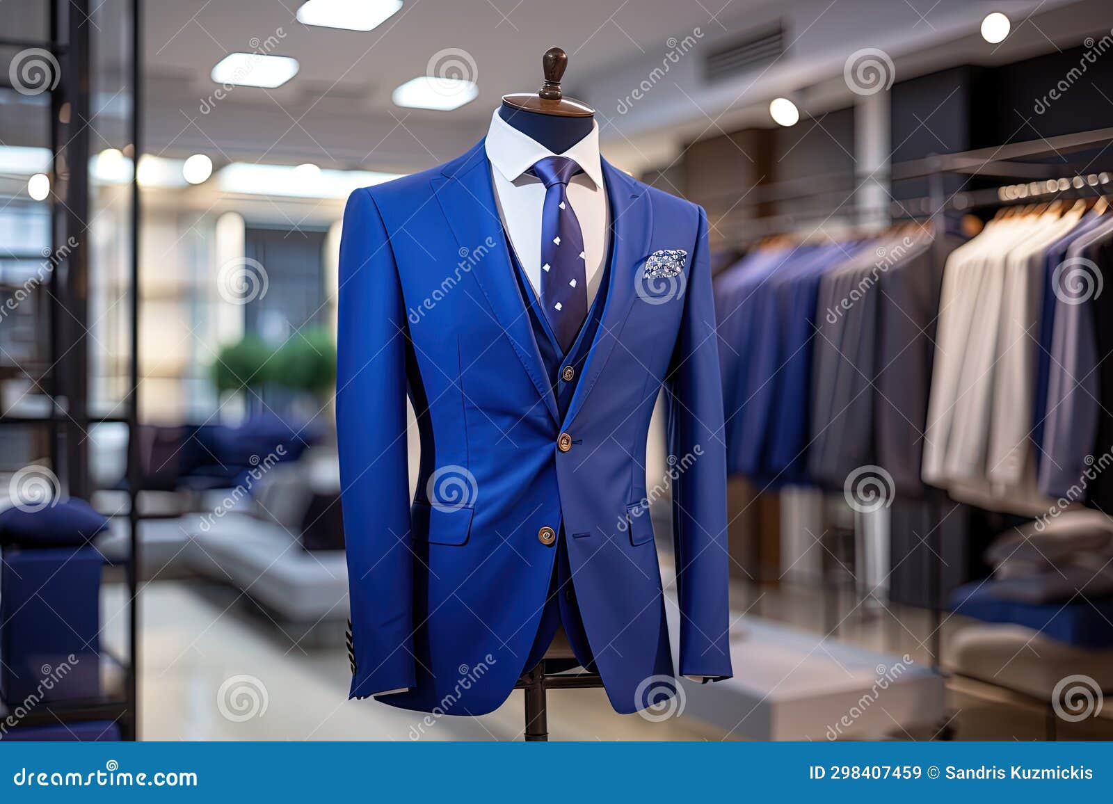A Classic Suit in Blue Color in a Clothing Store. Generative AI Stock ...