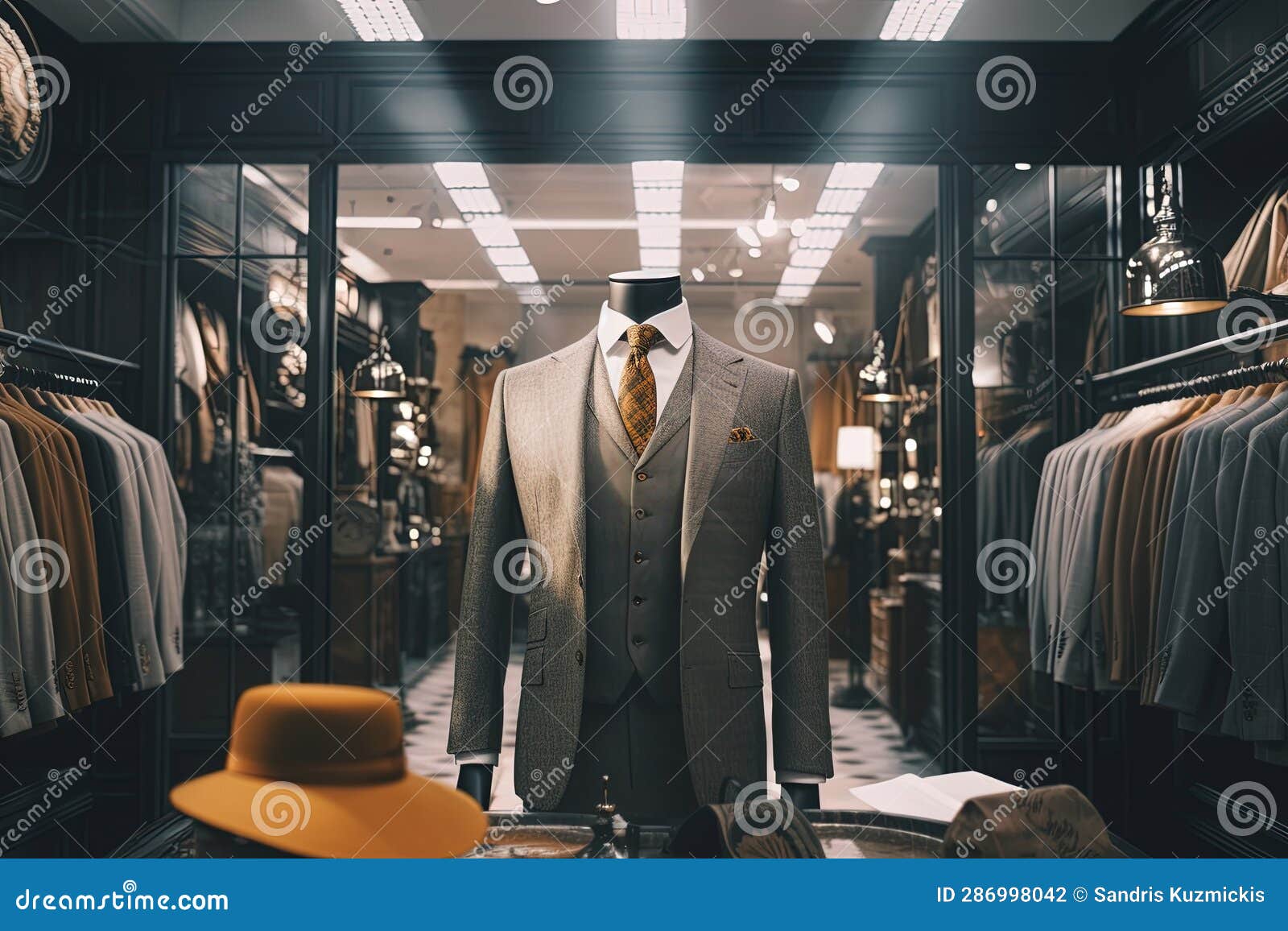 A Classic Suit in a Clothing Store Stock Photo - Image of tailor, male ...