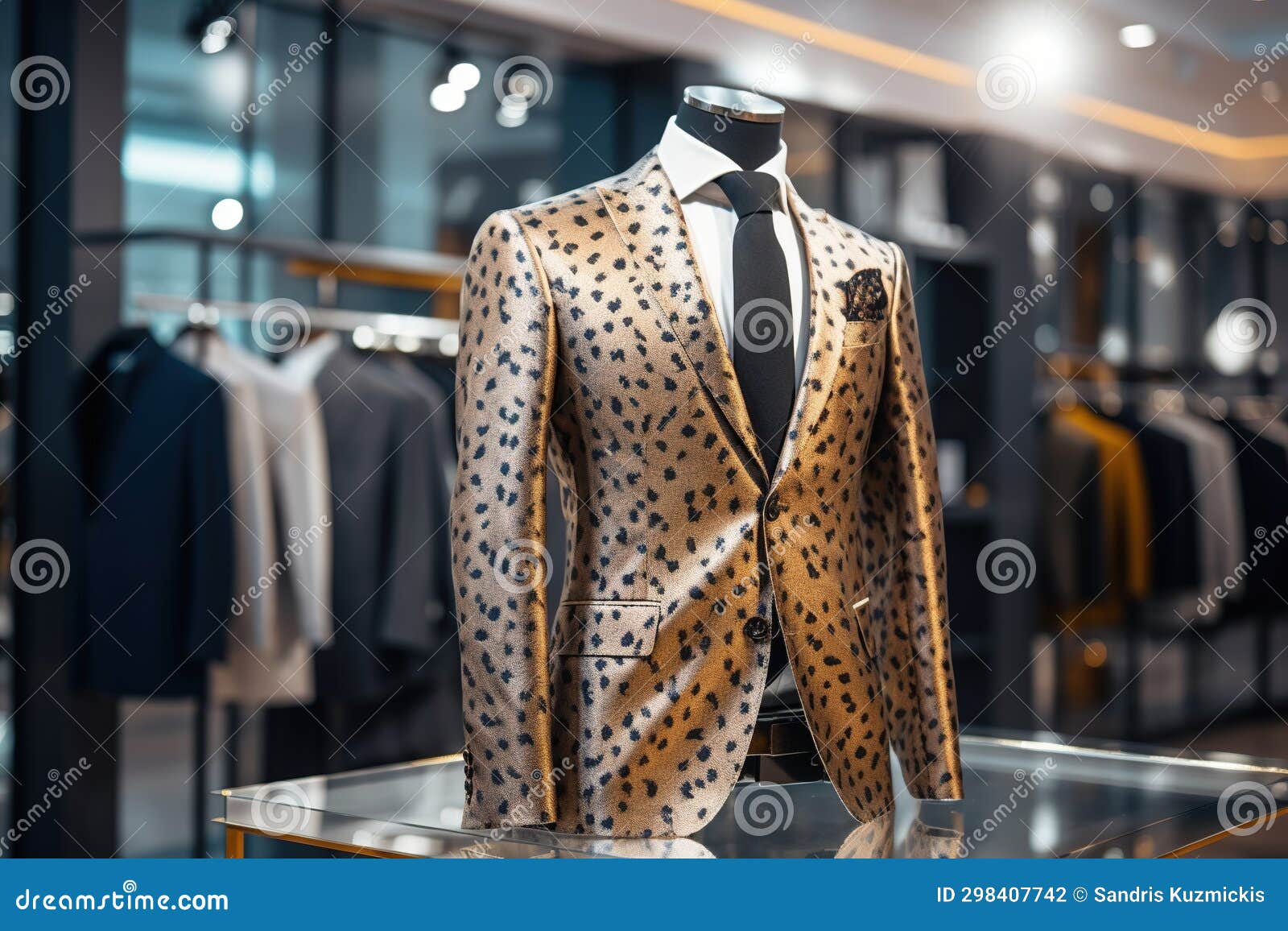 A Classic Suit in Leopard Color in a Clothing Store. Generative AI ...