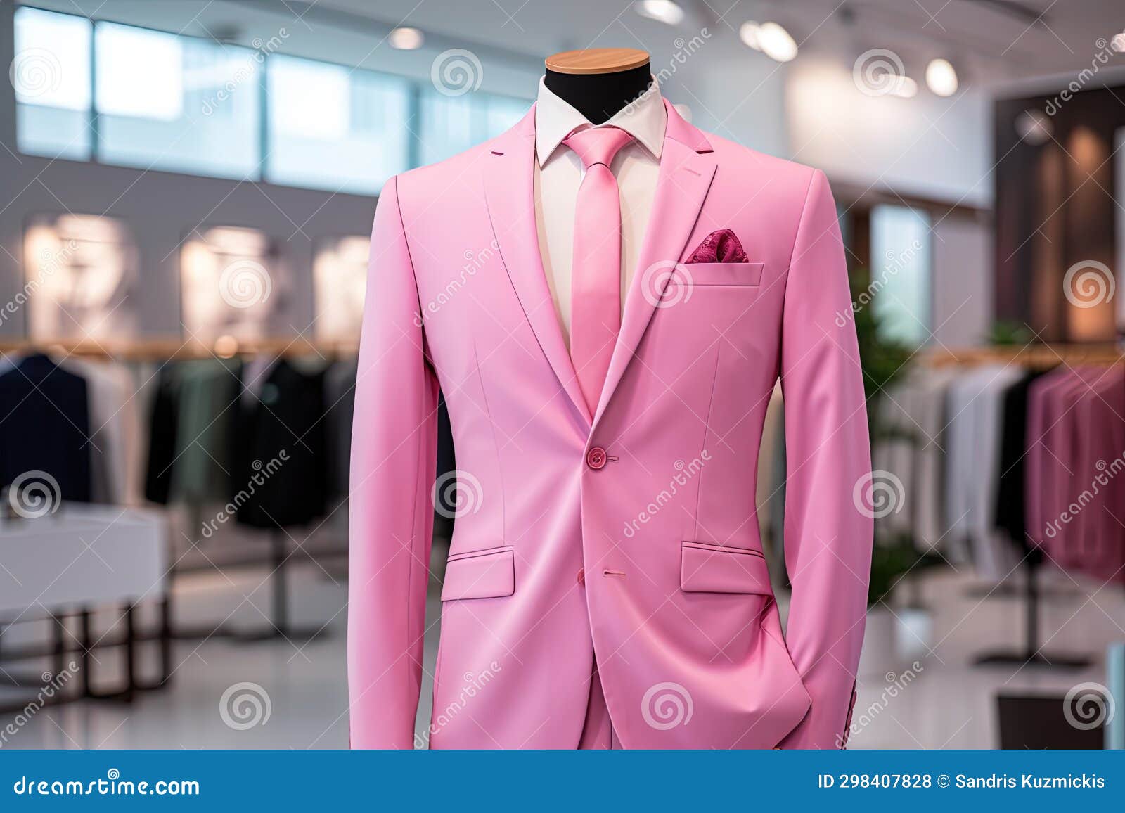 A Classic Suit in Pink Color in a Clothing Store. Generative AI Stock ...