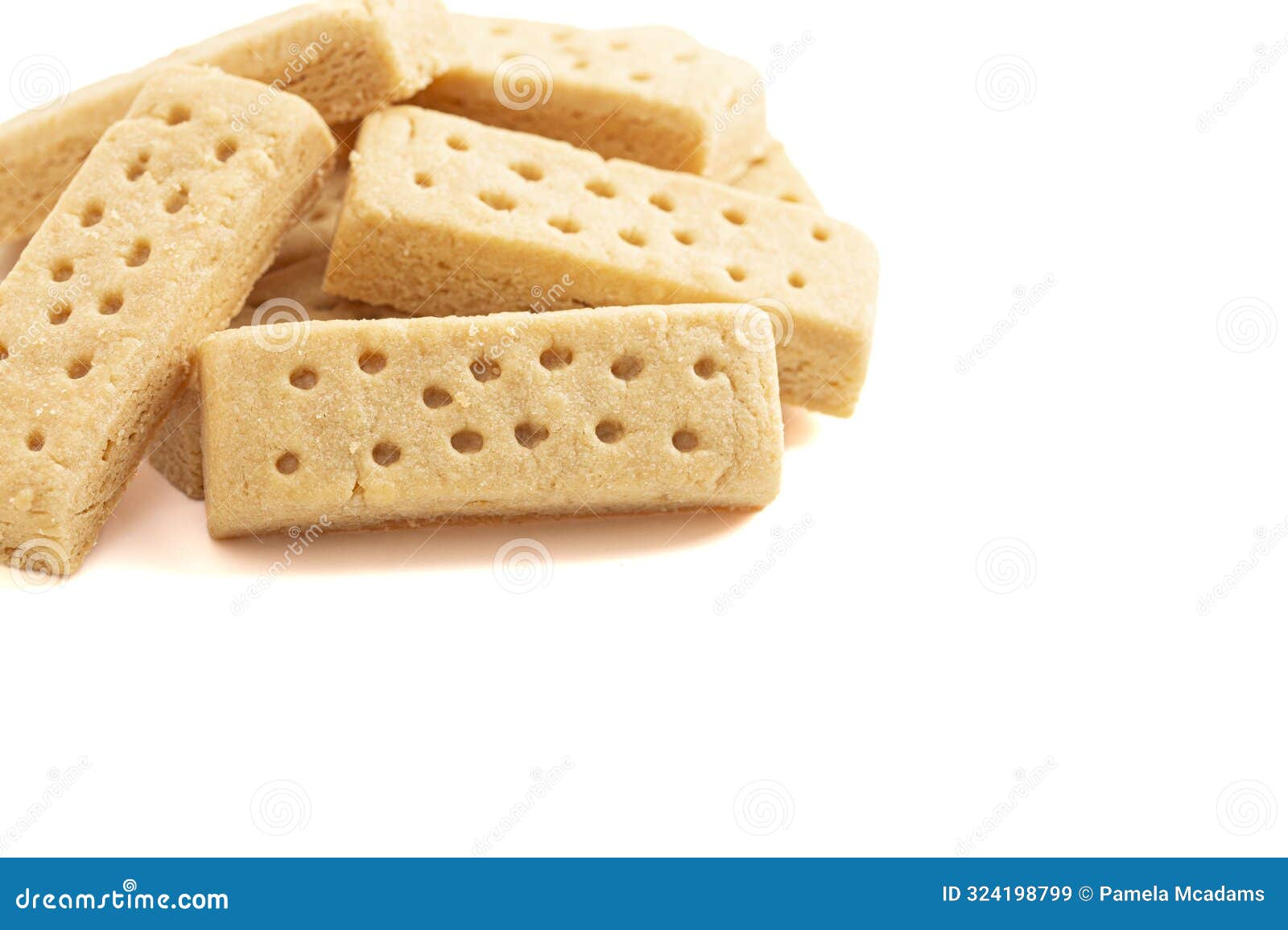 Classic Sweet Rectangular Butter Shortbread Isolated on a White ...