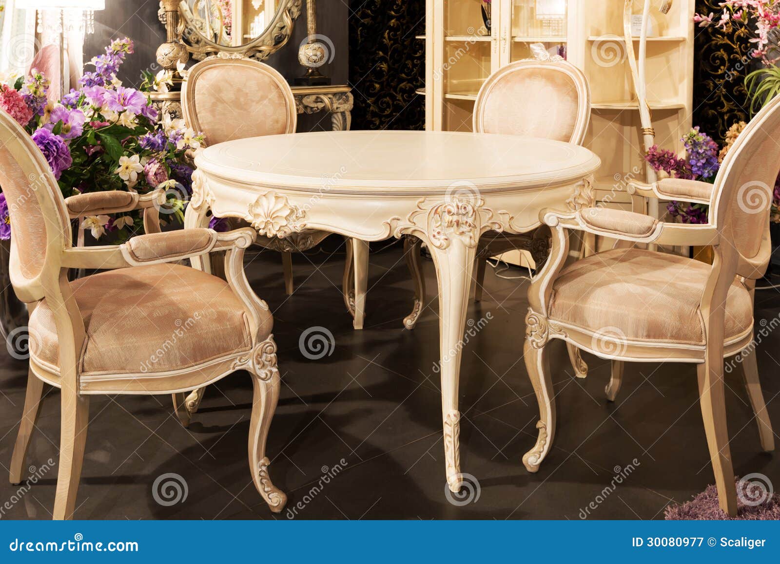 Table and Chairs in a Furniture Store Stock Image - Image of antique ...
