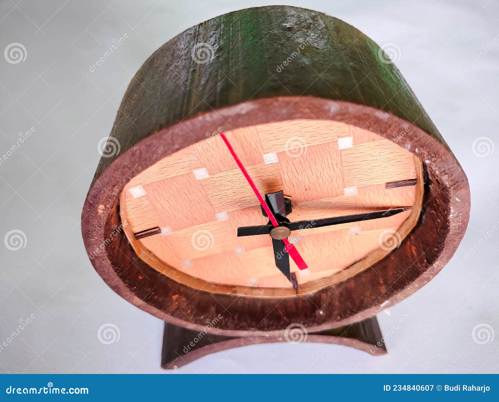Classic Table Clock Made of Bamboo Stock Image - Image of high, hand ...