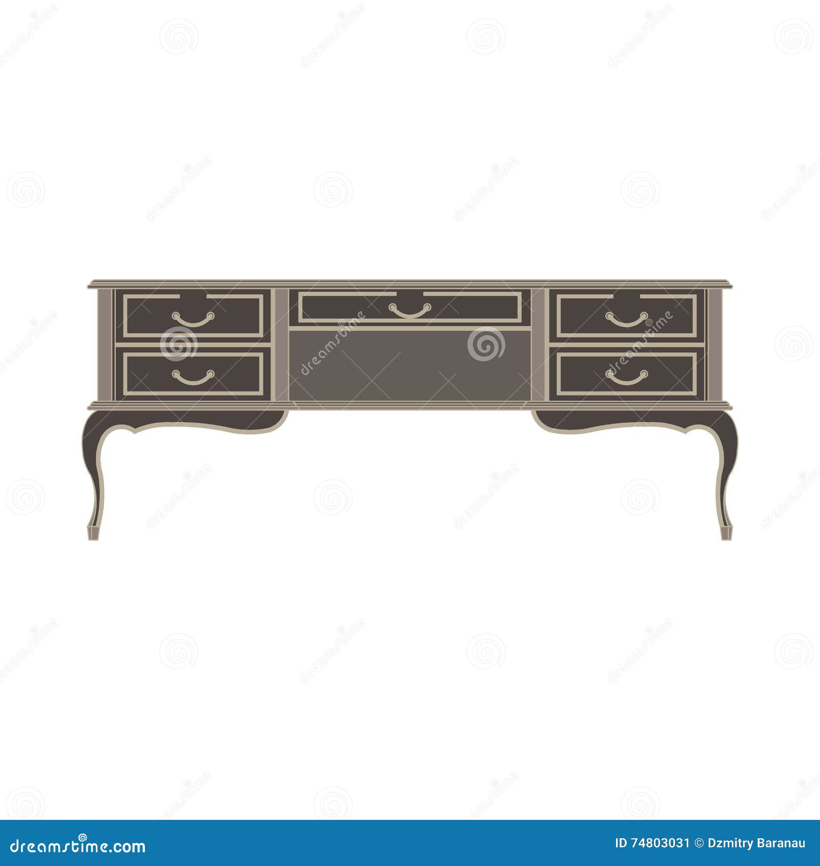 Classic Table Front View Monochrome Flat in Gray Color Theme Stock ...