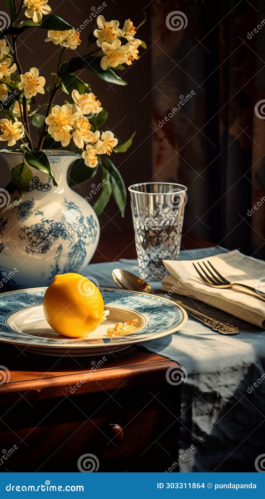 Classic Table Setting in Dark Colors Stock Photo - Image of pantone ...