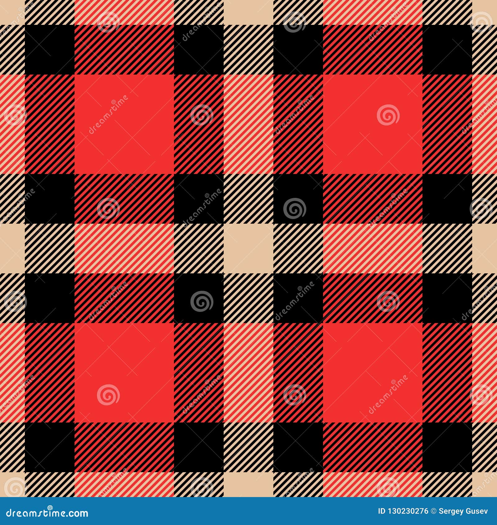 Classic Tartan and Buffalo Check Plaid Seamless Patterns. Stock Vector ...