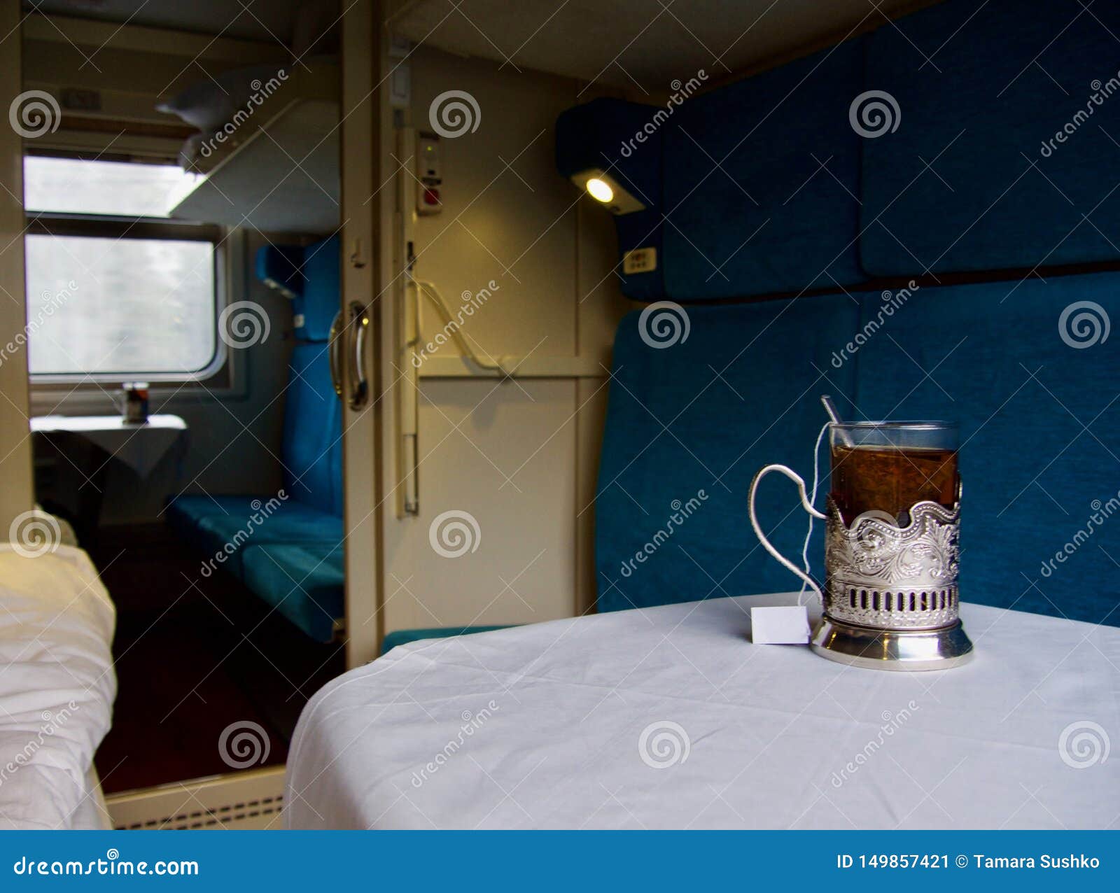 Classic Tea Drinking in a Russian Train Stock Image - Image of lonely ...