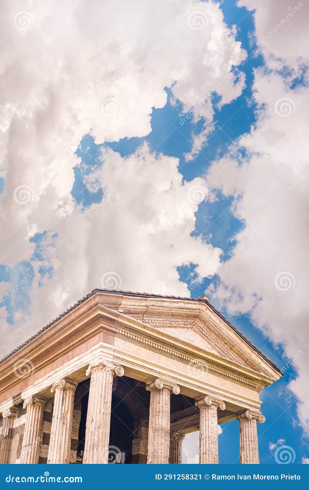 Classic Temple with Sky and Clouds Background for Copy Space Stock ...