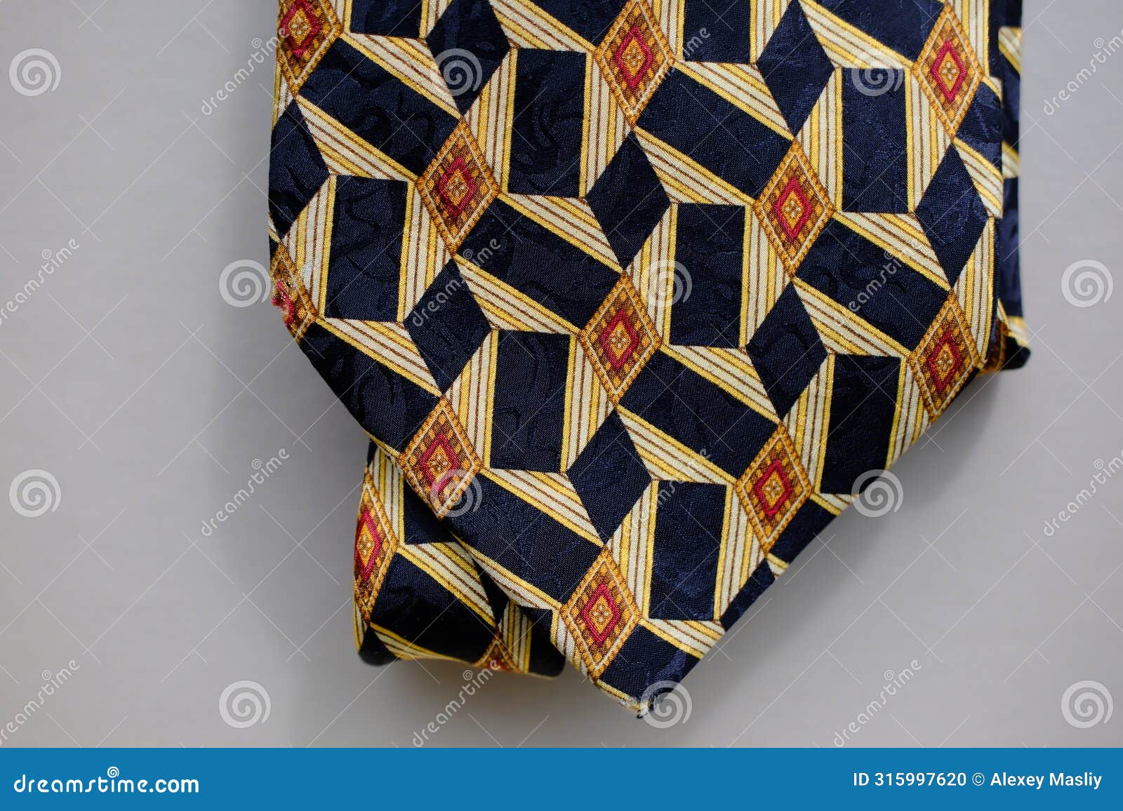 Classic Tie Fabric Texture Close-up with Abstract Pattern on a Gray ...