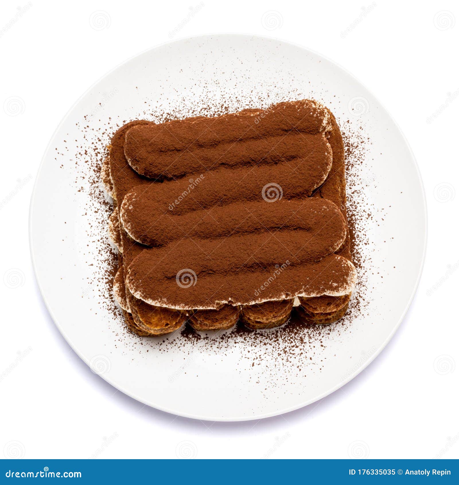 Classic Tiramisu Dessert on Ceramic Plate Isolated on White Background ...