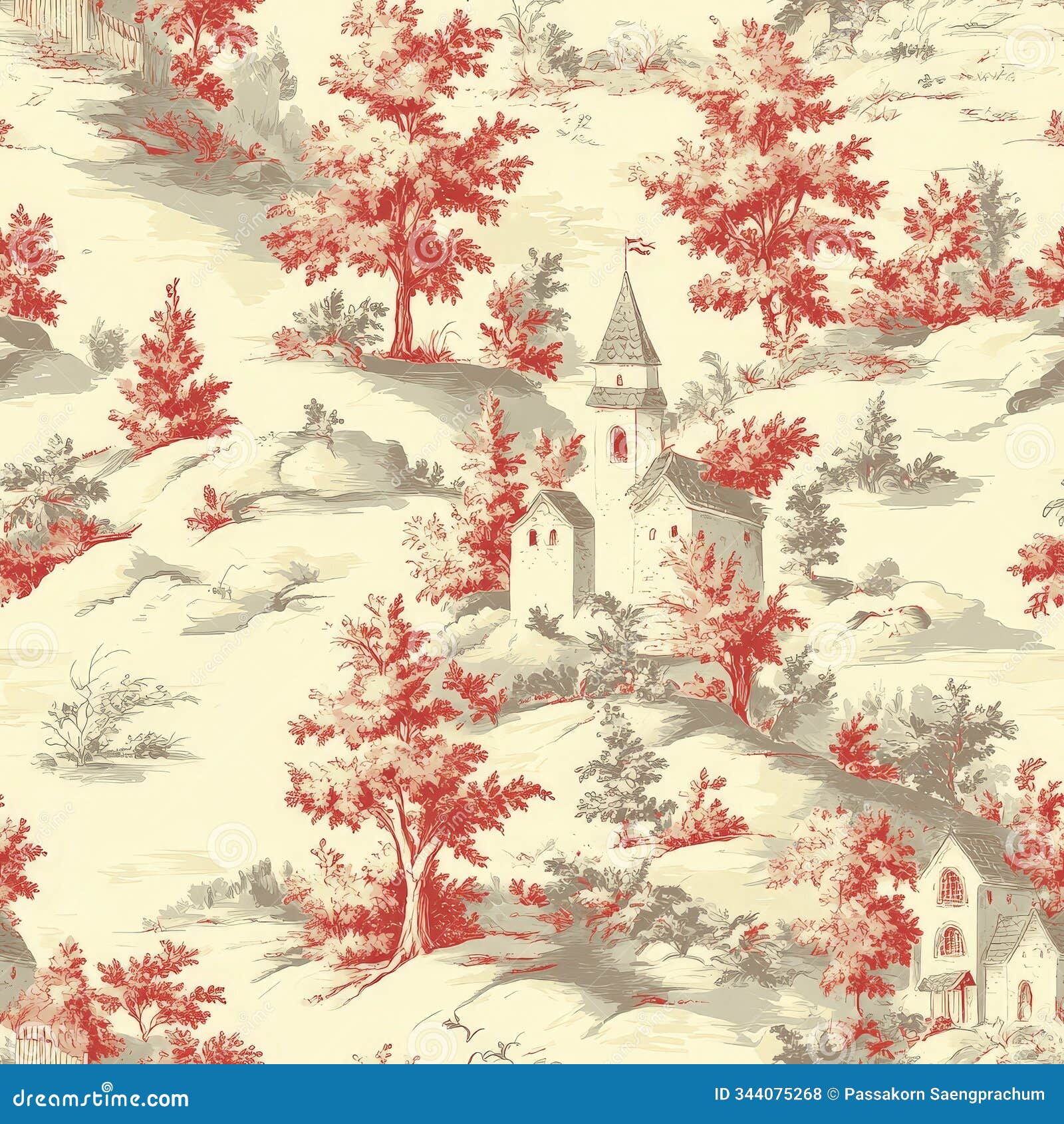 Classic Toile De Jouy Seamless Pattern Design Stock Illustration ...