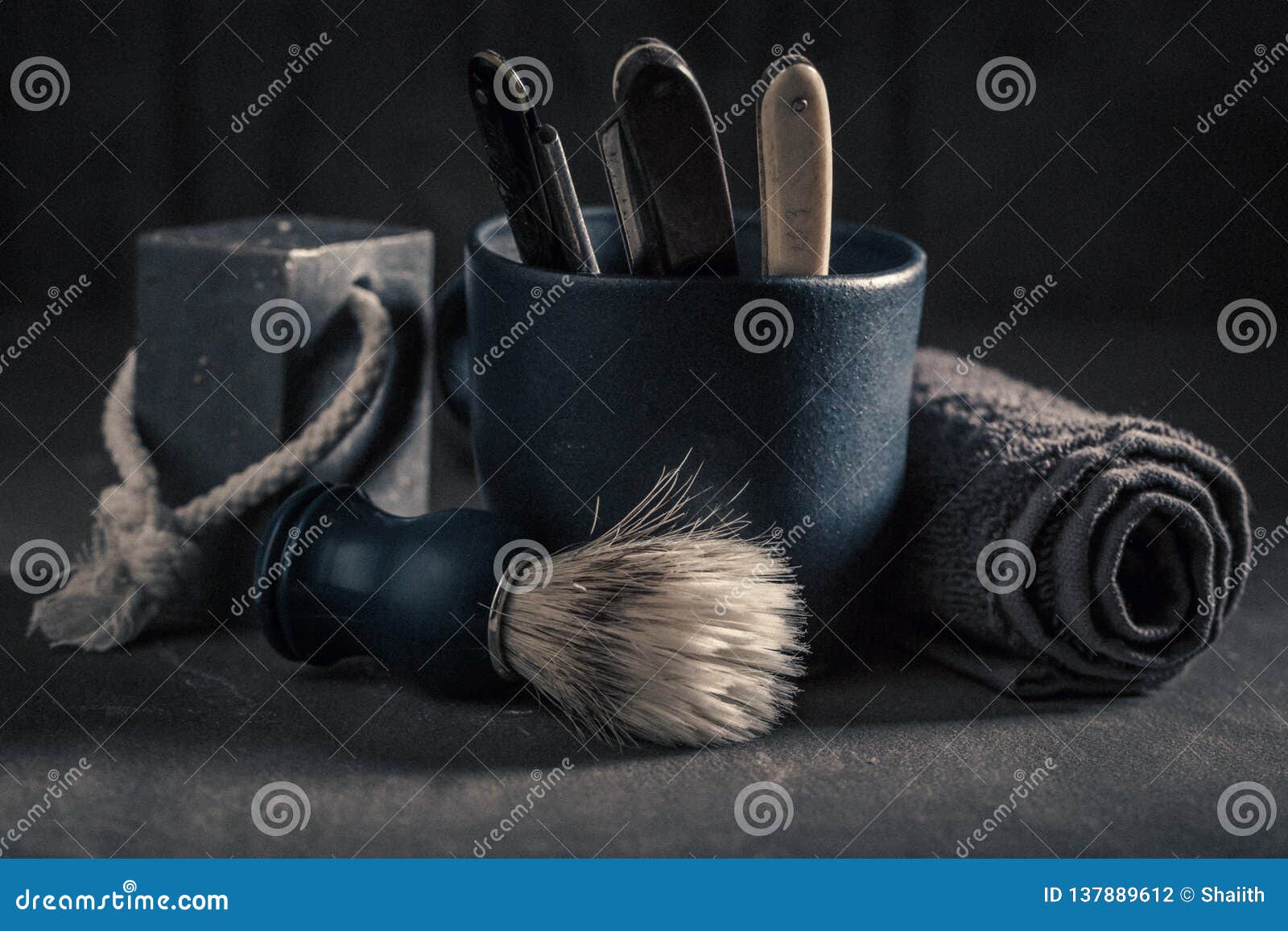 Classic Tools for Shave with Foam, Old Razor and Brush Stock Photo ...
