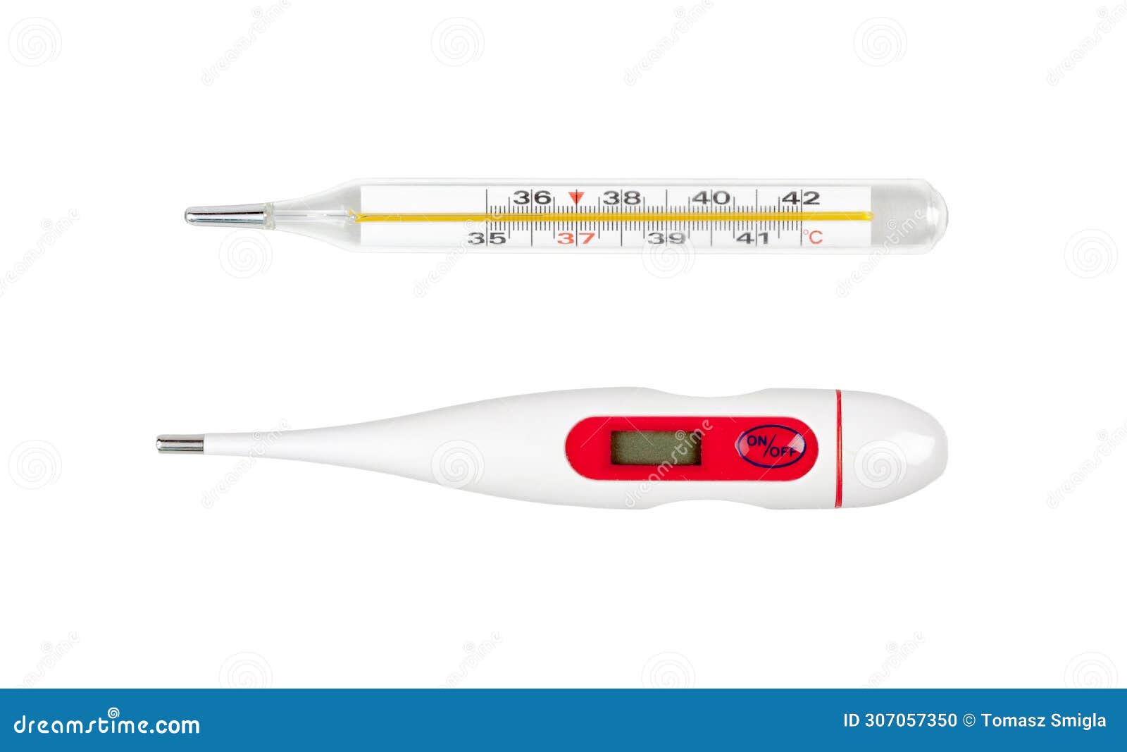 Classic Traditional Old Glass Mercury Thermometer and a Digital ...