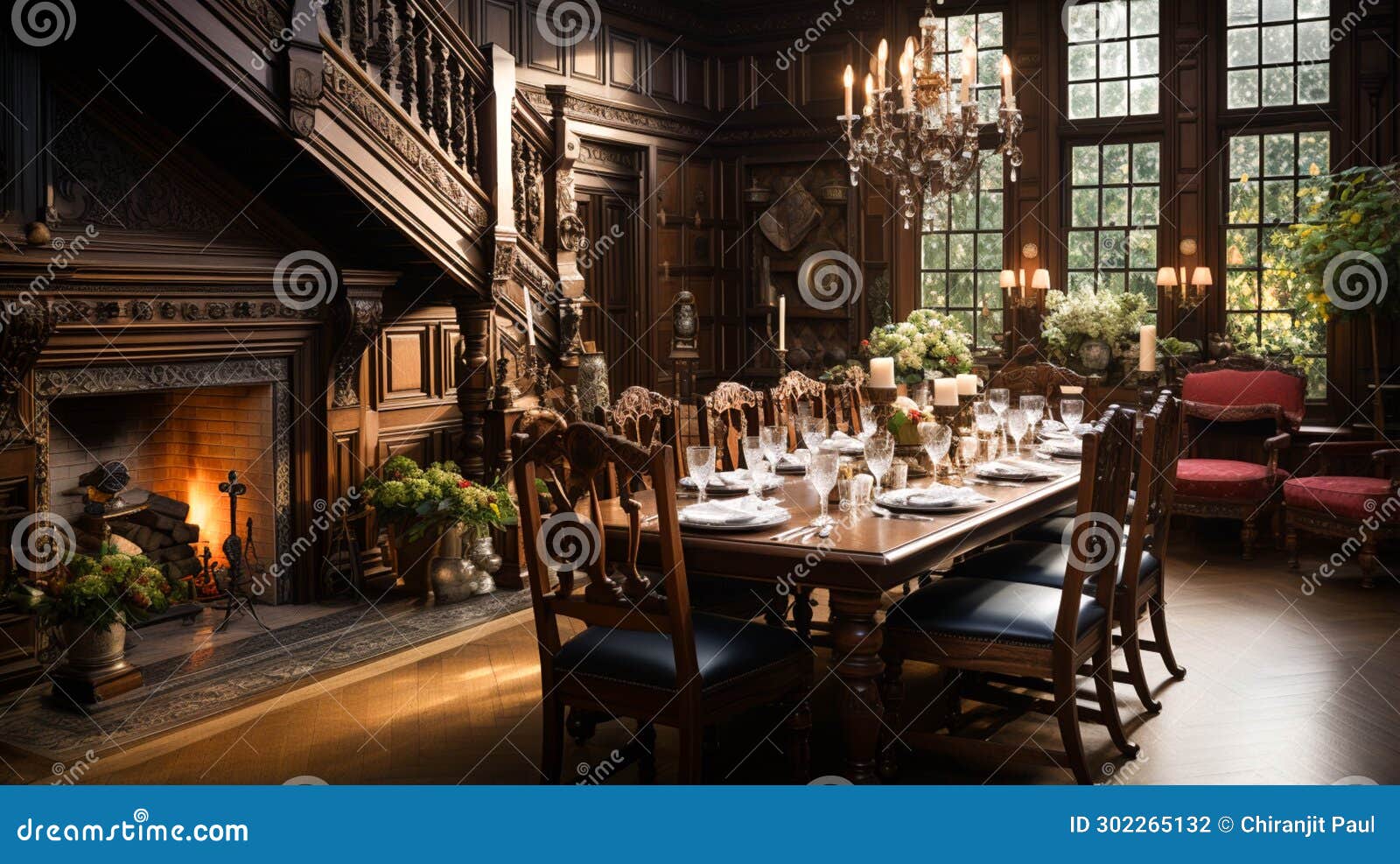 Classic Traditional Style Home Dining Room Stock Photo - Image of ...