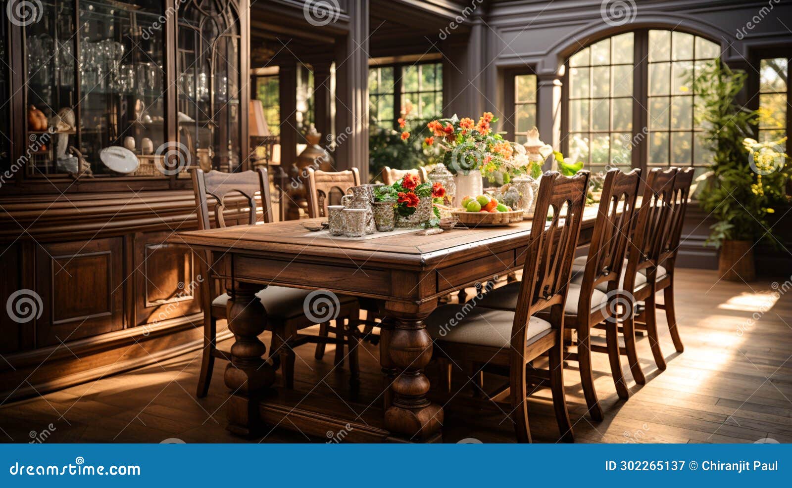 Classic Traditional Style Home Dining Room Stock Image - Image of ...