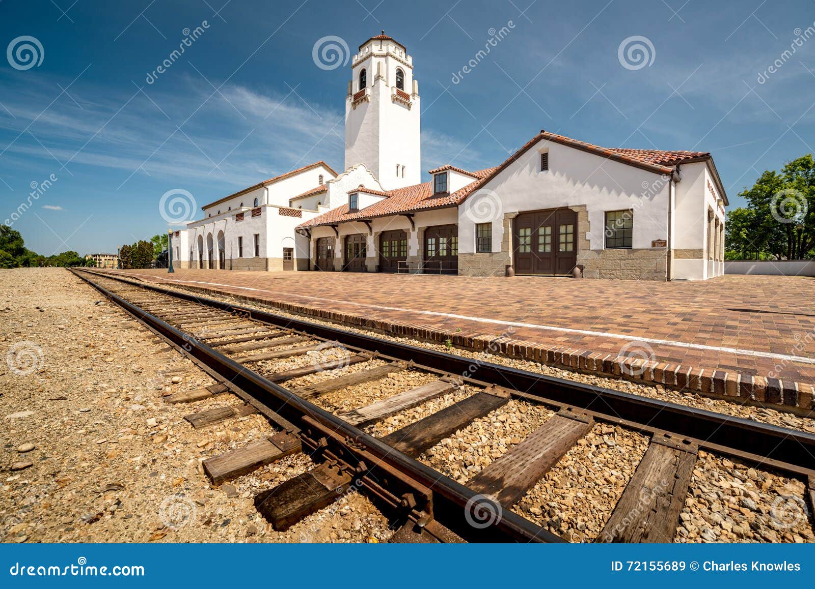 Classic Train Depot and Train Tracks Stock Image - Image of idaho ...