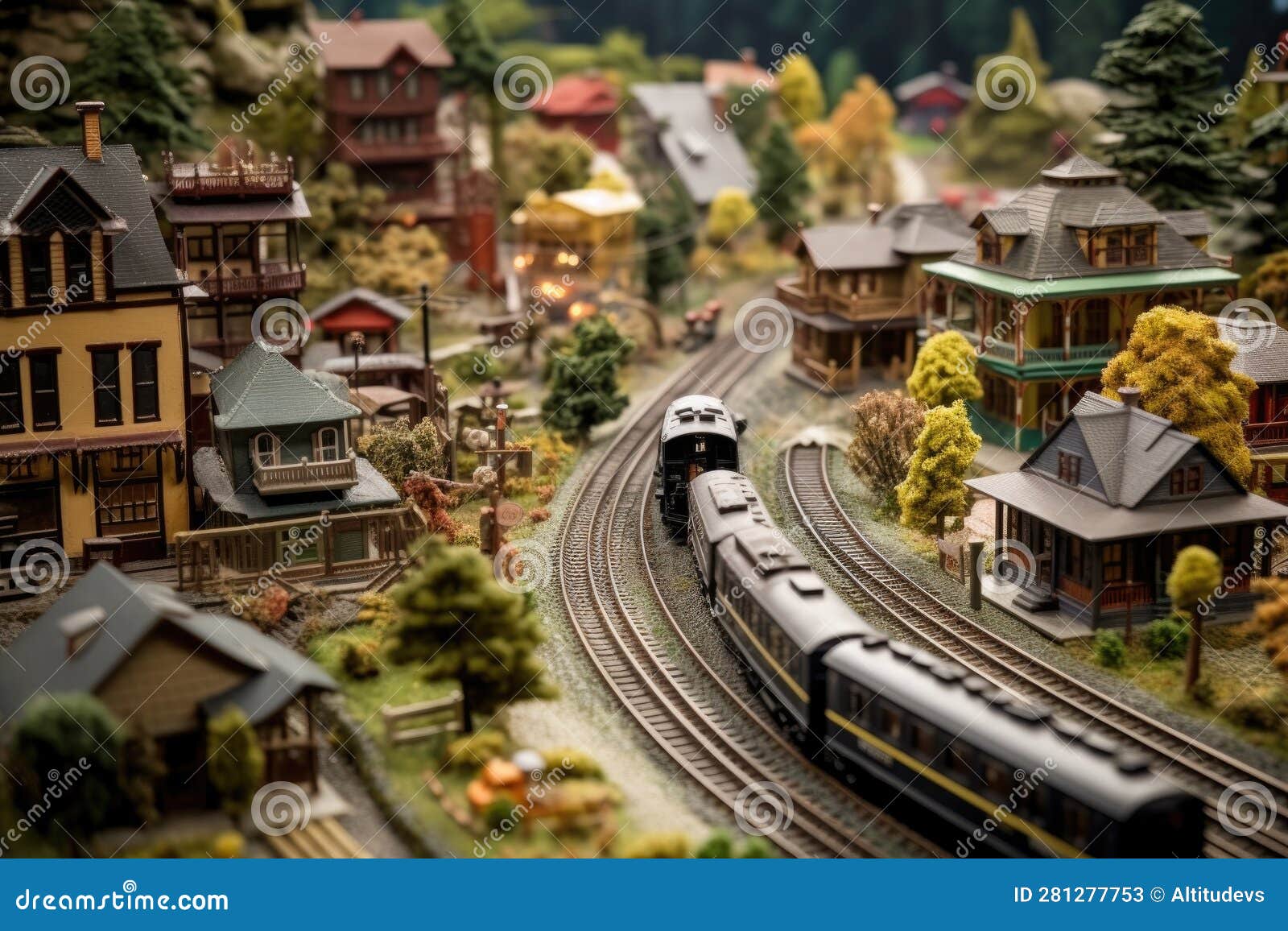 Classic Train Set on an Old-fashioned Track Layout Stock Illustration ...