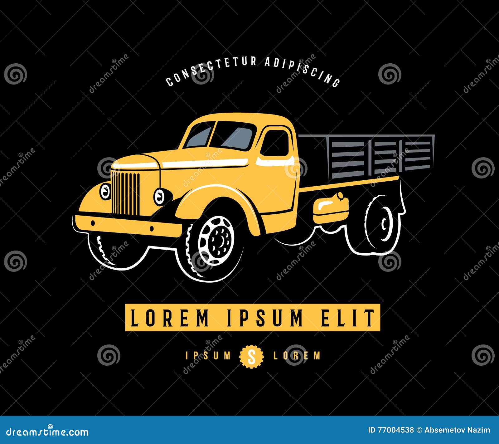 Classic Truck Abstract on Black Background. Stock Vector - Illustration ...