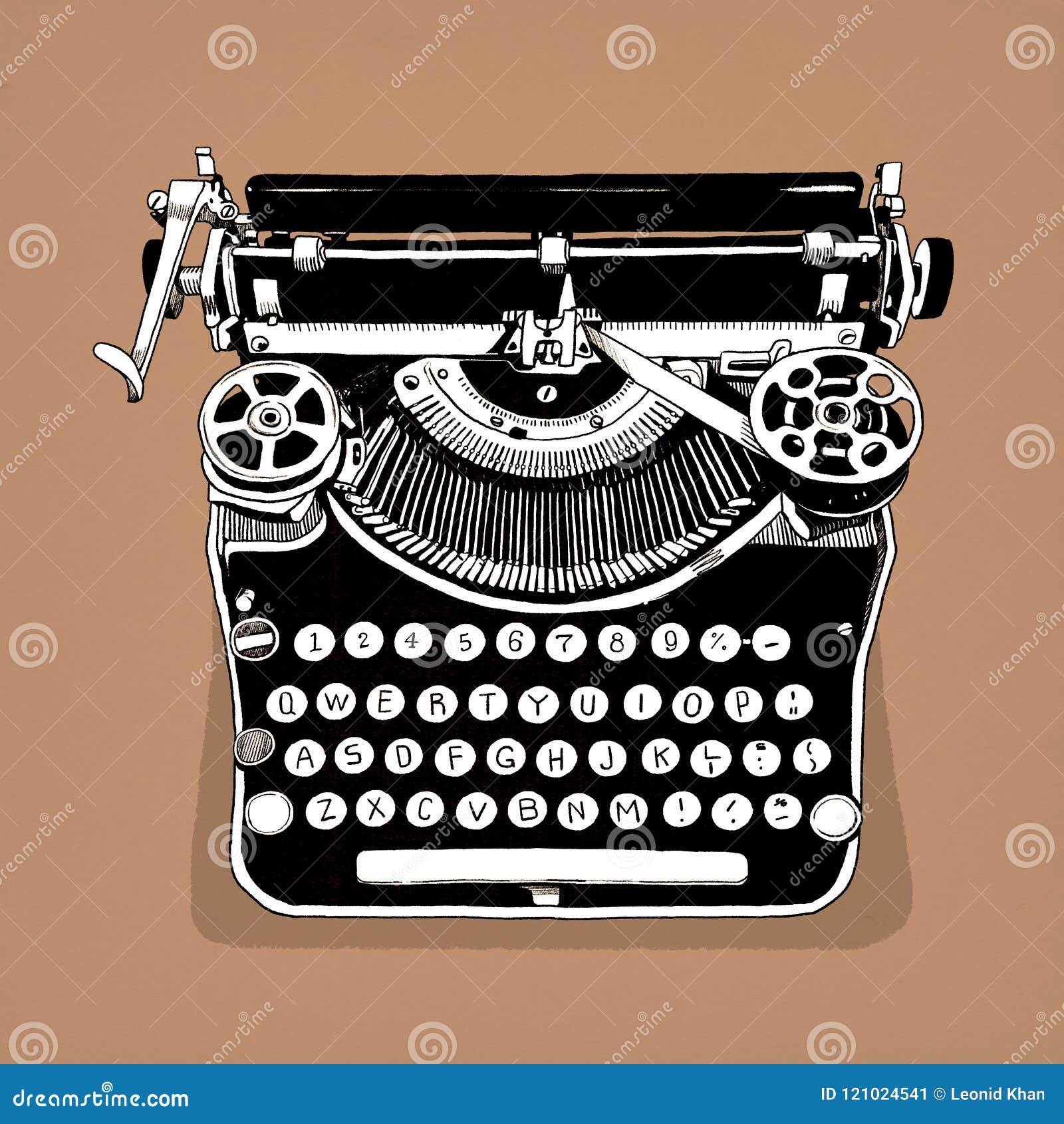 Classic Typewriter in Black and White, on a Neutral Background Stock ...