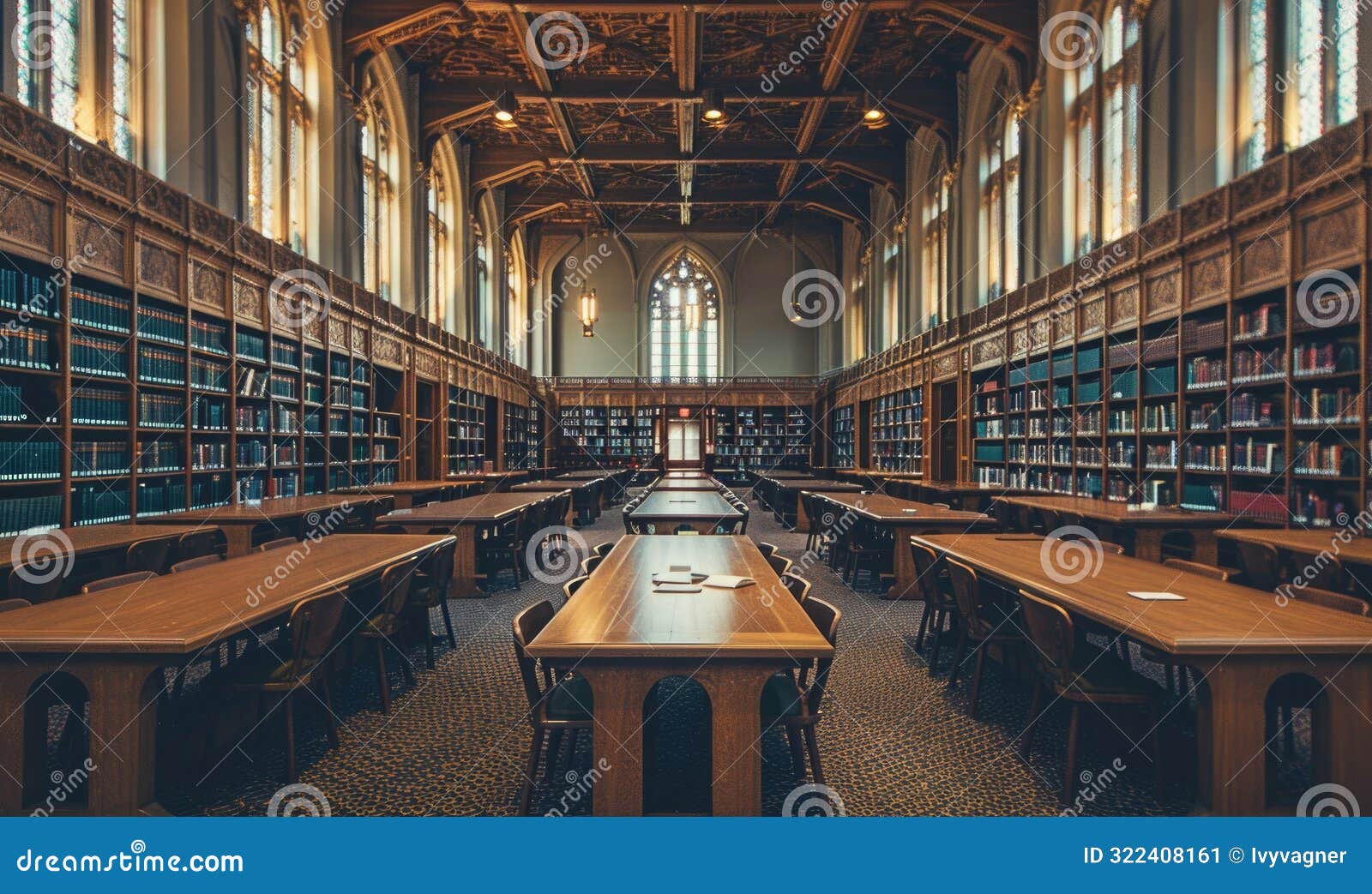 Classic University Library Interior with High Ceilings Stock Image ...