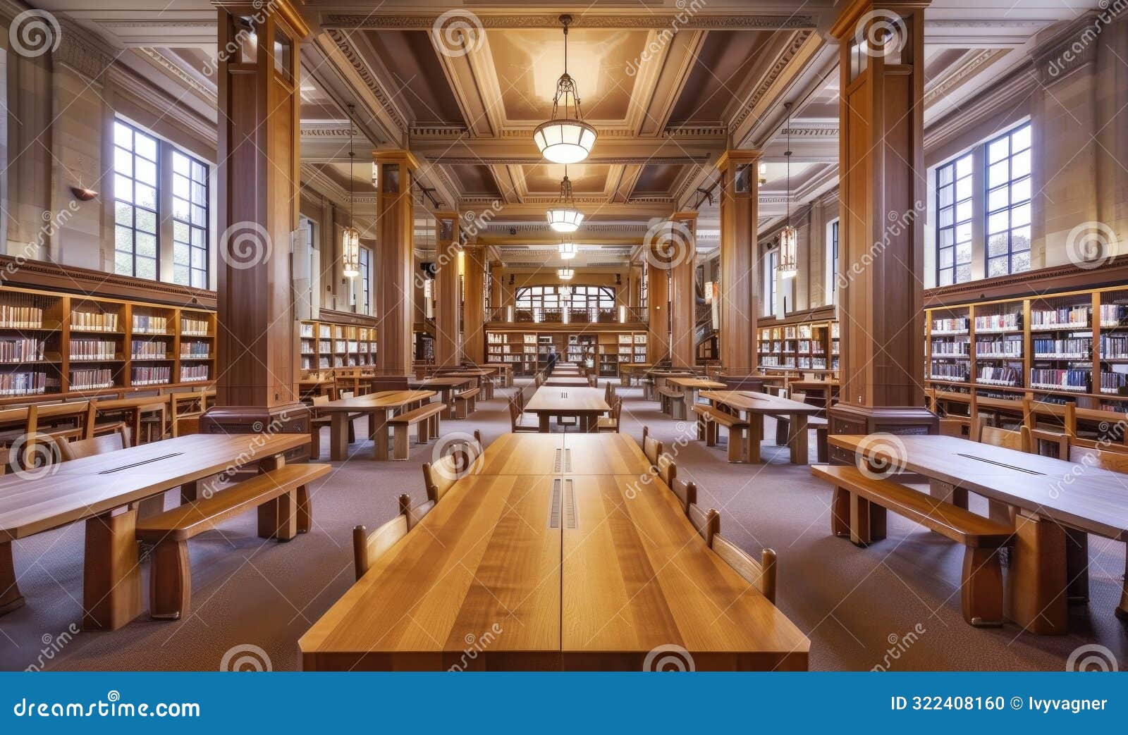 Classic University Library Interior with High Ceilings Stock Photo ...