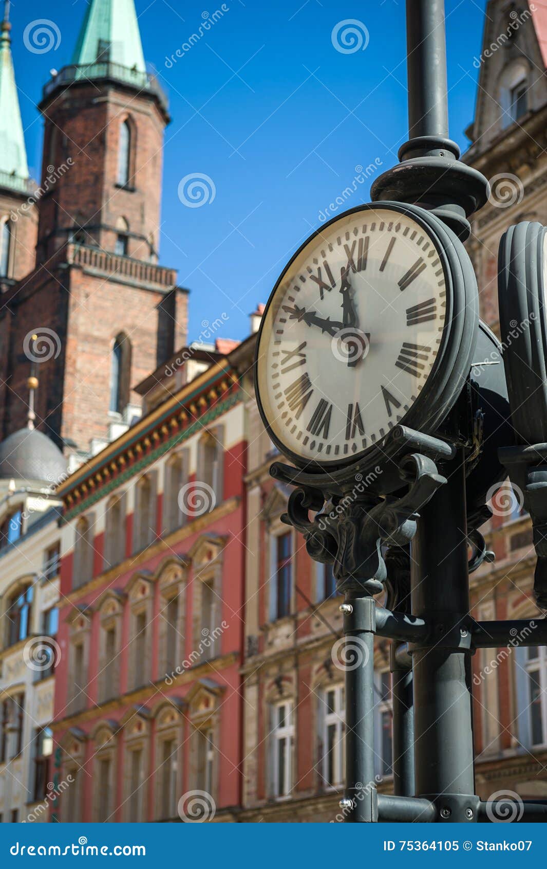 Classic urban clock stock image. Image of circle, city - 75364105