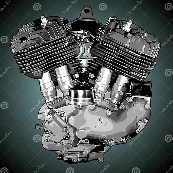 Classic v twin engine stock vector. Illustration of design - 263959507