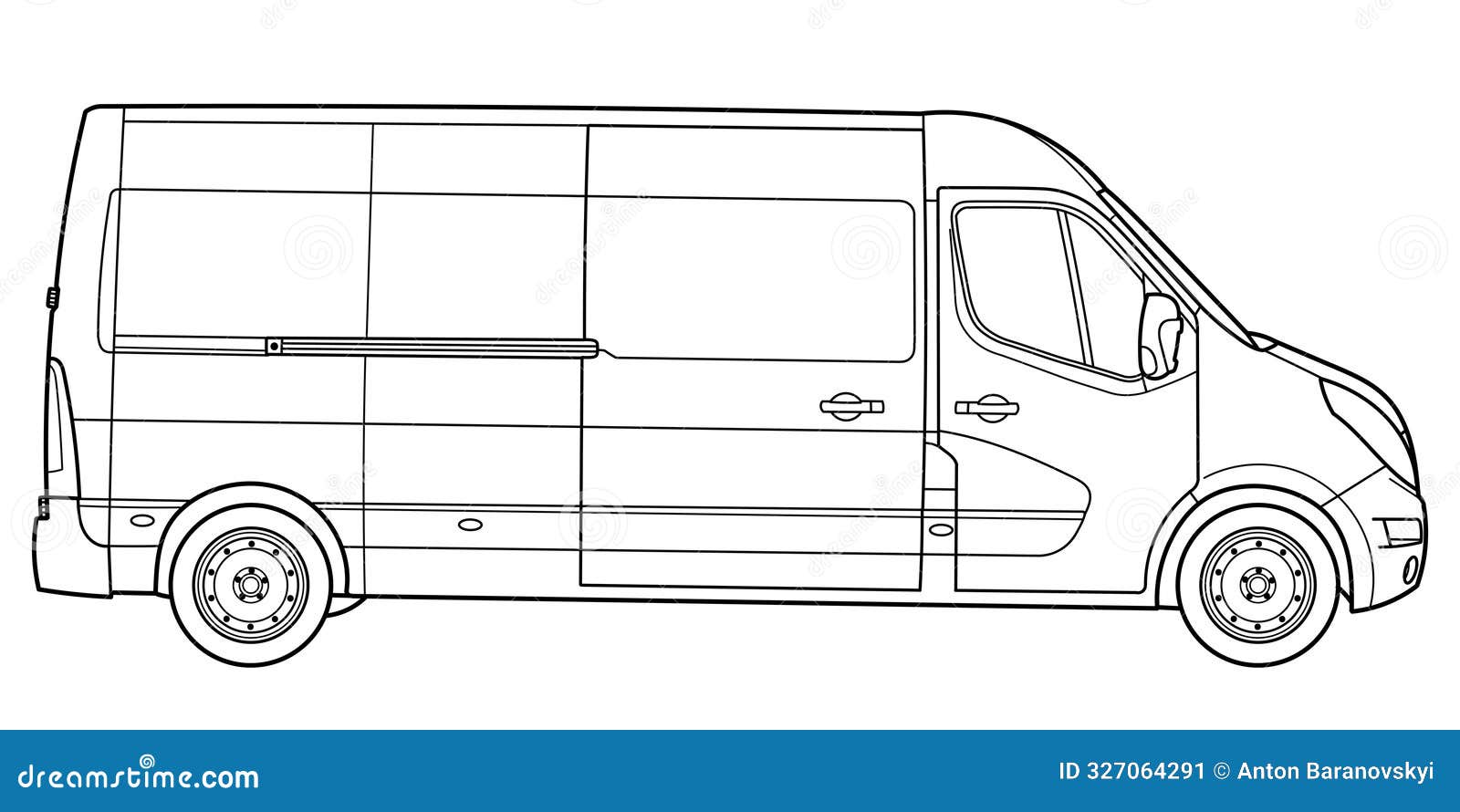 Classic Van Bus Car. Side View Shot Stock Illustration - Illustration ...