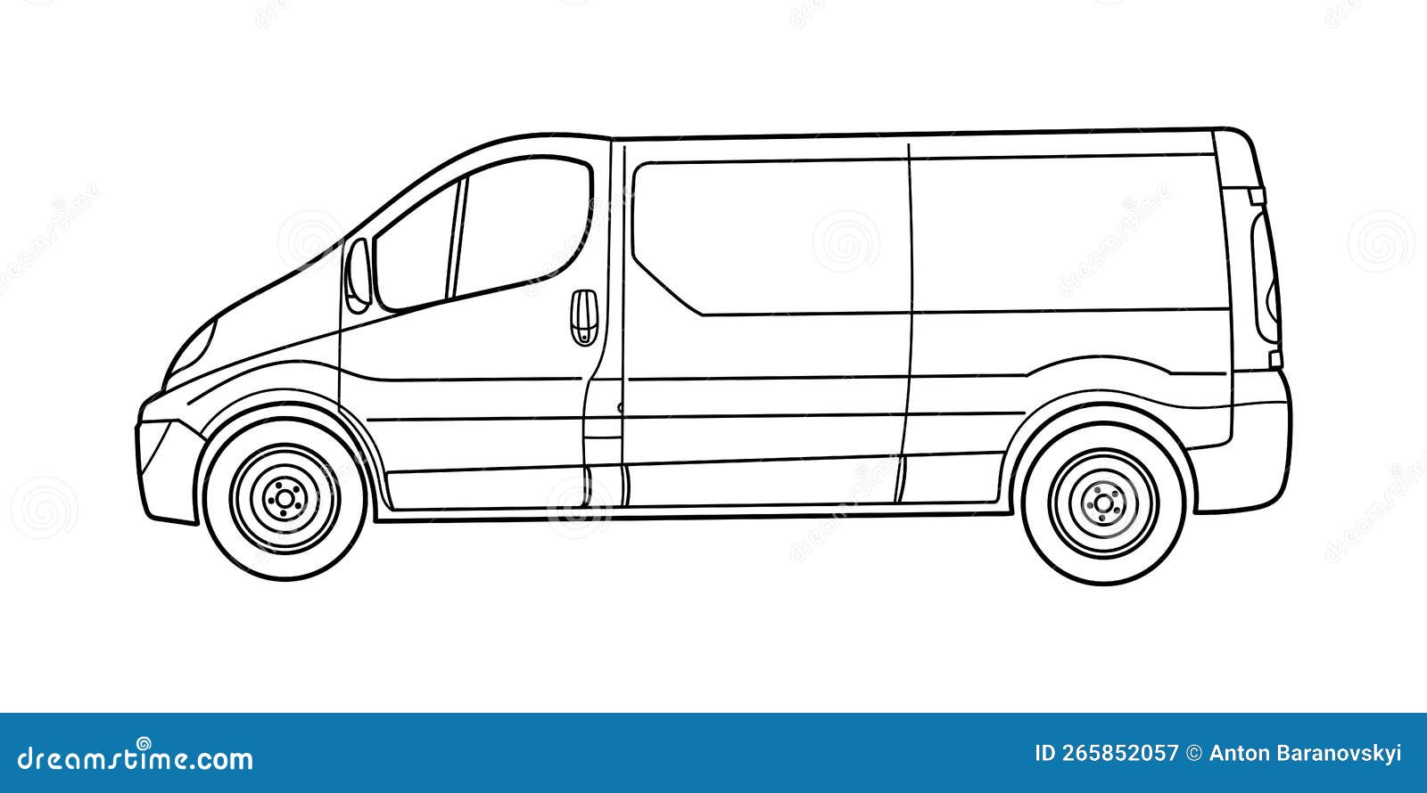 Classic Van Car. Side View Shot. Outline Doodle Stock Illustration ...