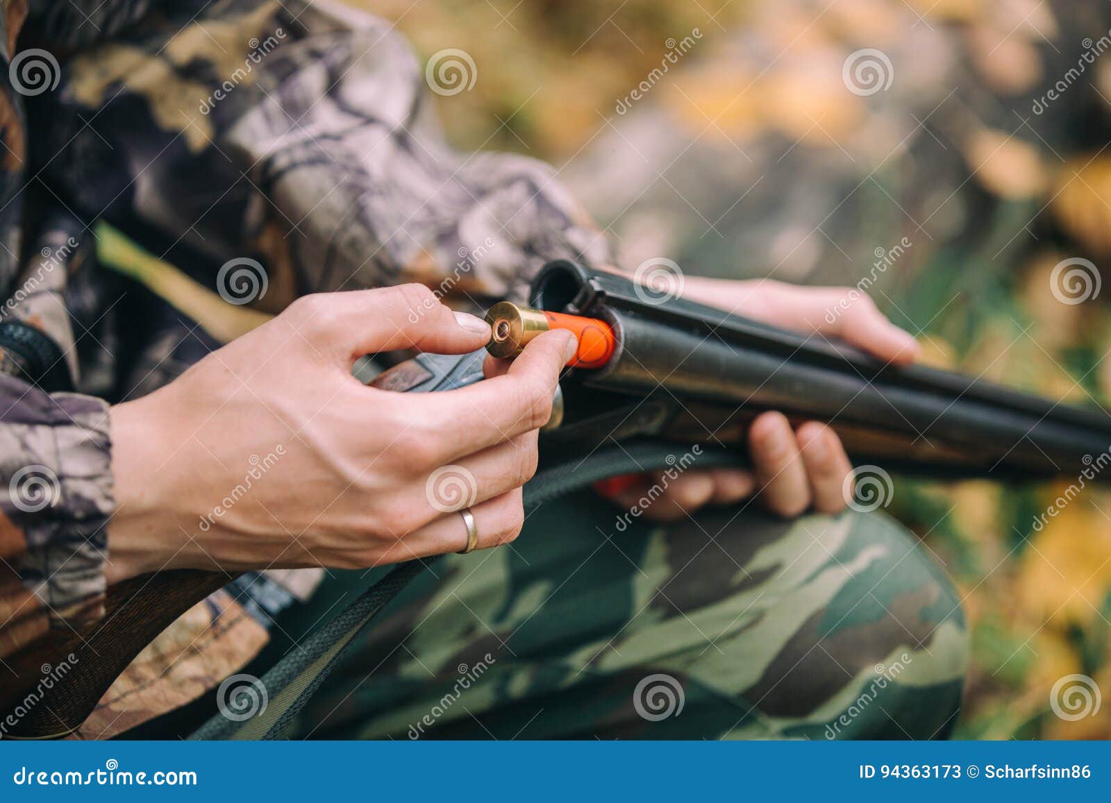 Classic Vertical Two Barrels Hunting Rifle Stock Image - Image of ...
