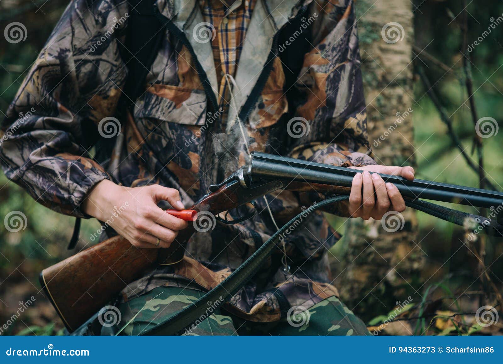 Classic Vertical Two Barrels Hunting Rifle Stock Image - Image of hunt ...