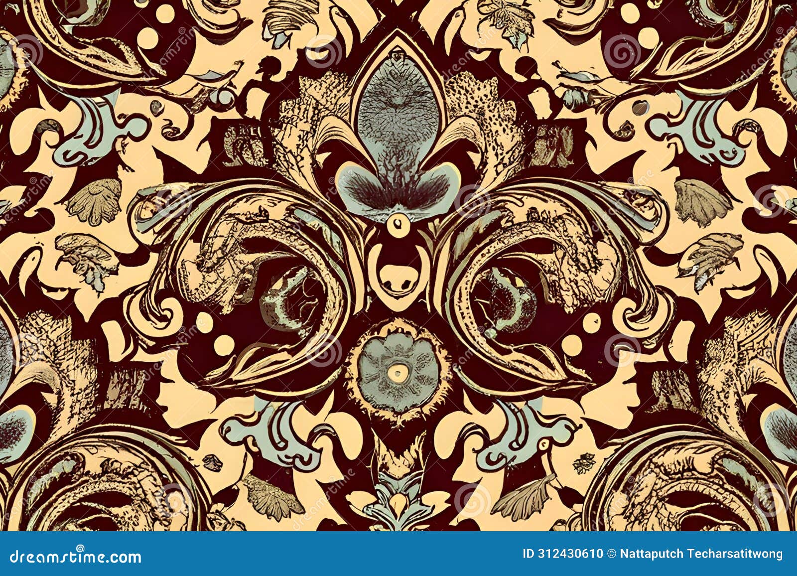 A Classic Victorian Wallpaper Pattern Stock Illustration - Illustration ...