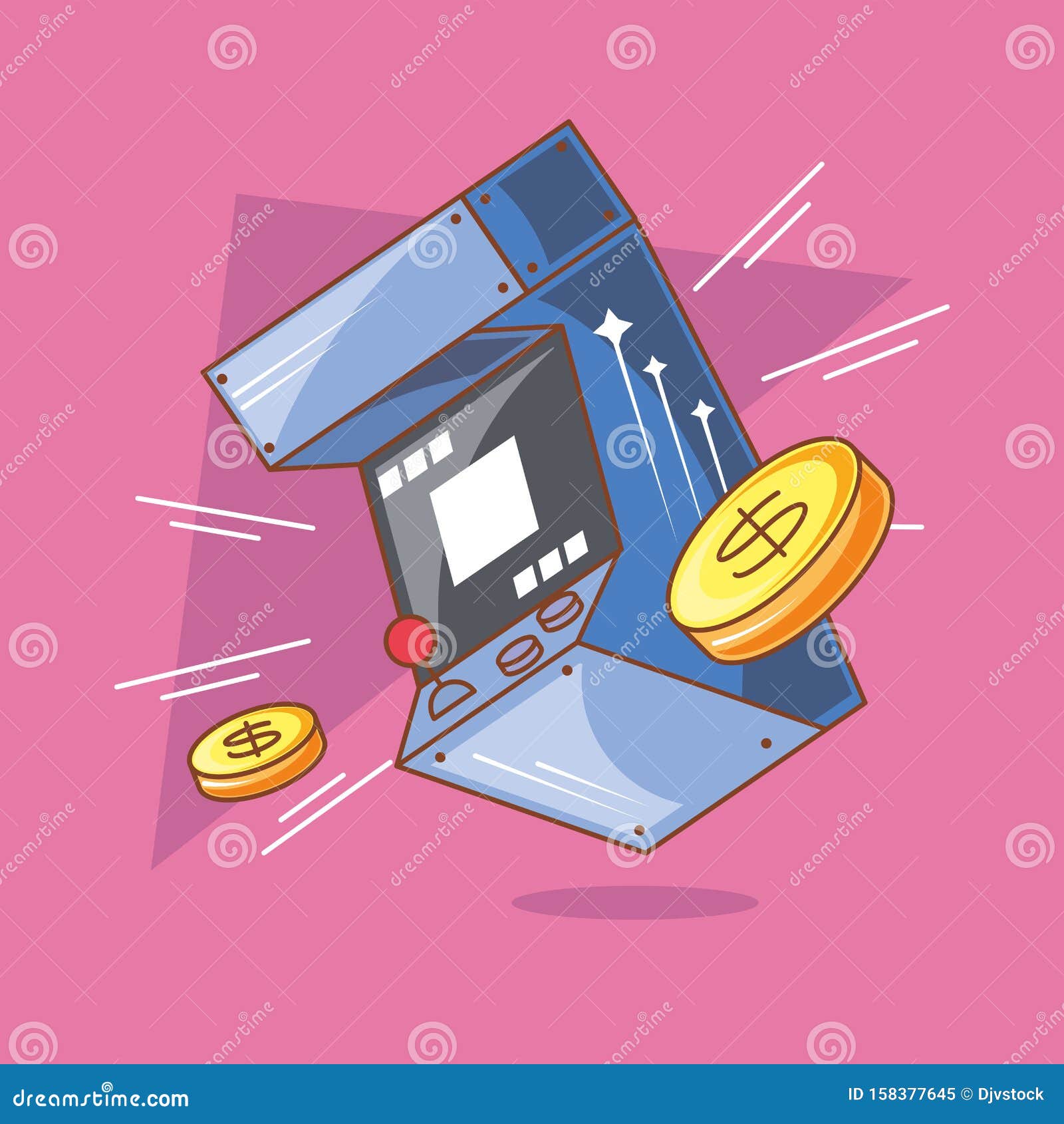 Classic Video Game Console of Coins Stock Illustration - Illustration ...