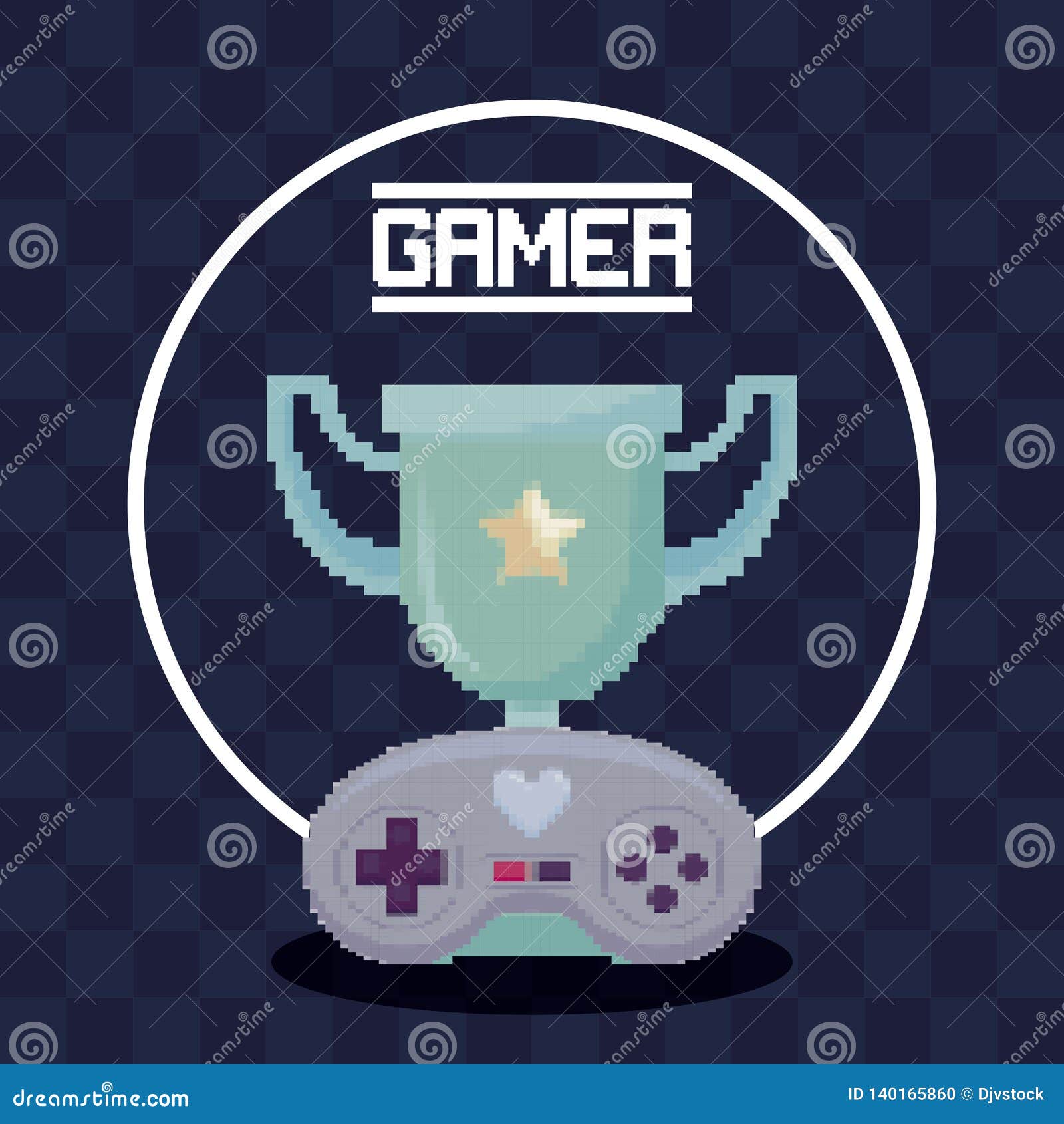 Classic Video Game Control and Trophy Stock Vector - Illustration of ...