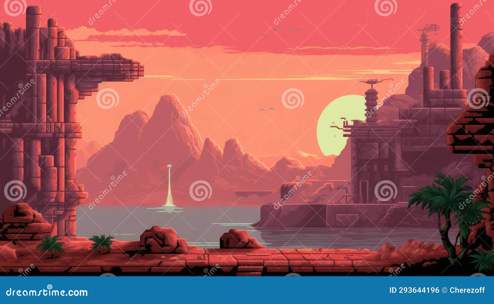 Classic Video Game Location Stock Illustration - Illustration of ...