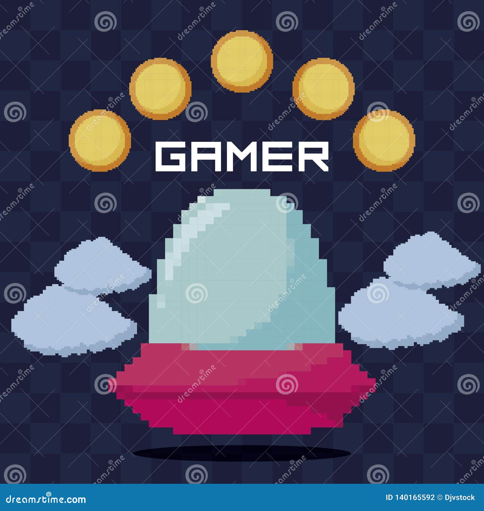 Classic Video Game Ufo and Coins Stock Vector - Illustration of ...