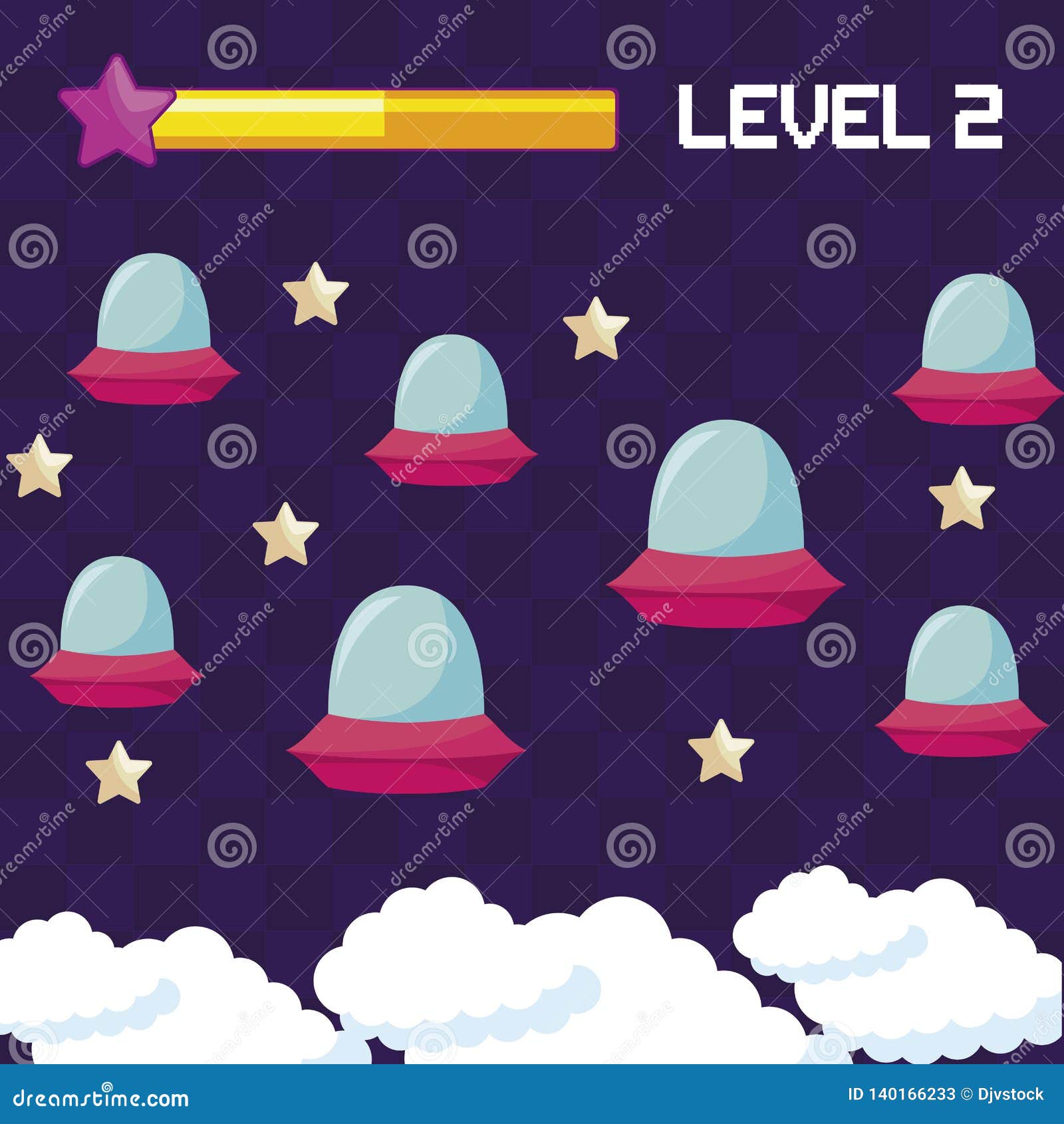 Classic Video Game Ufos Flying Stock Vector - Illustration of clouds ...