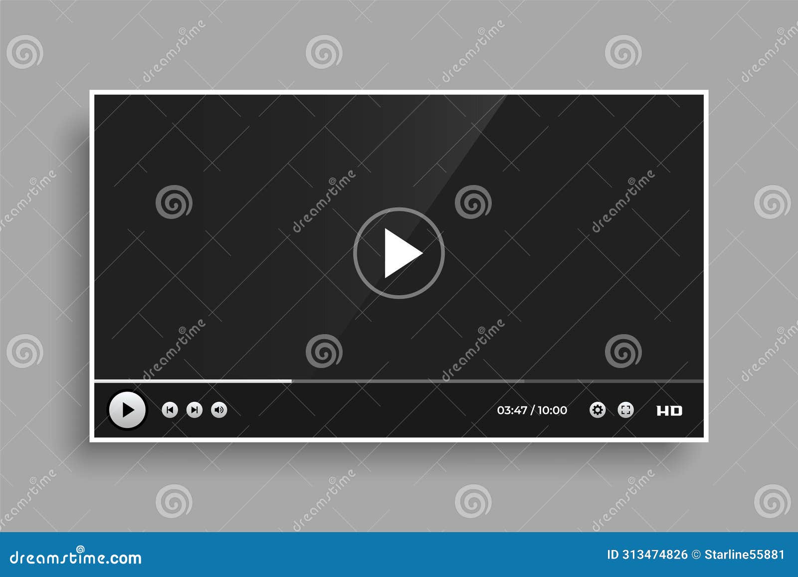 Classic Video Player Template Design Stock Vector - Illustration of ...