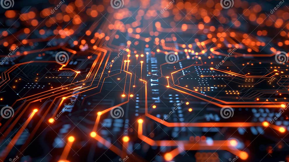 Classic View of a Computer Circuit Board, with Arrows Directing the ...