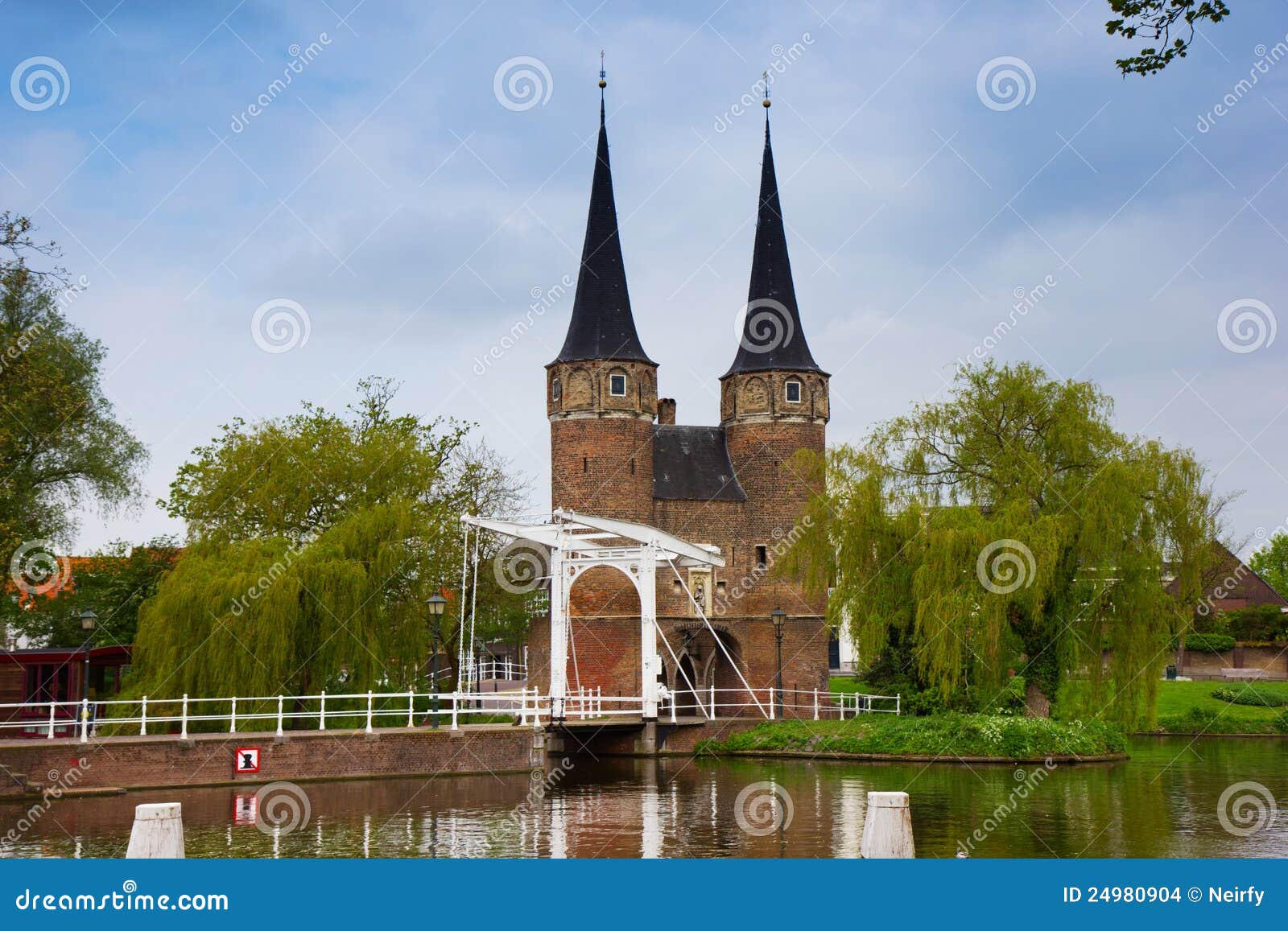 Classic View on Old Delft, Netherlands Stock Photo - Image of medieval ...